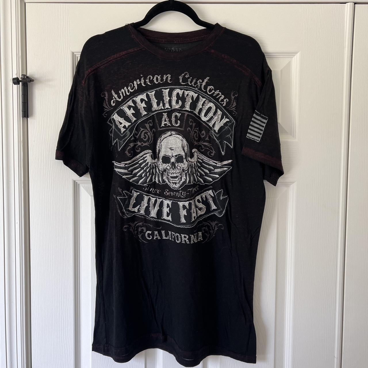 Affliction grunge Double sided Skull Thin wings... - Depop