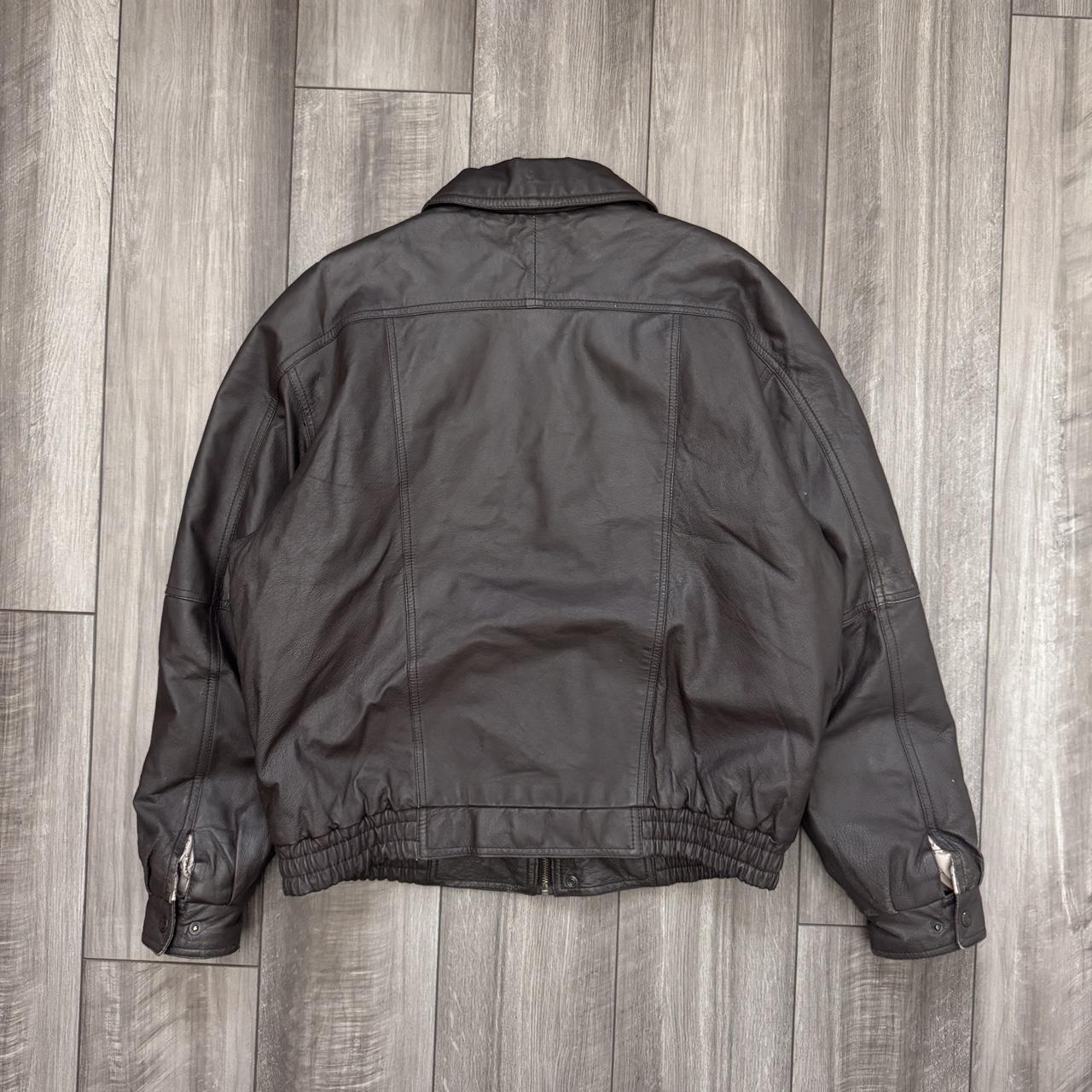 Vintage Leather Jacket Handyman 90’s Real leather... | Depop