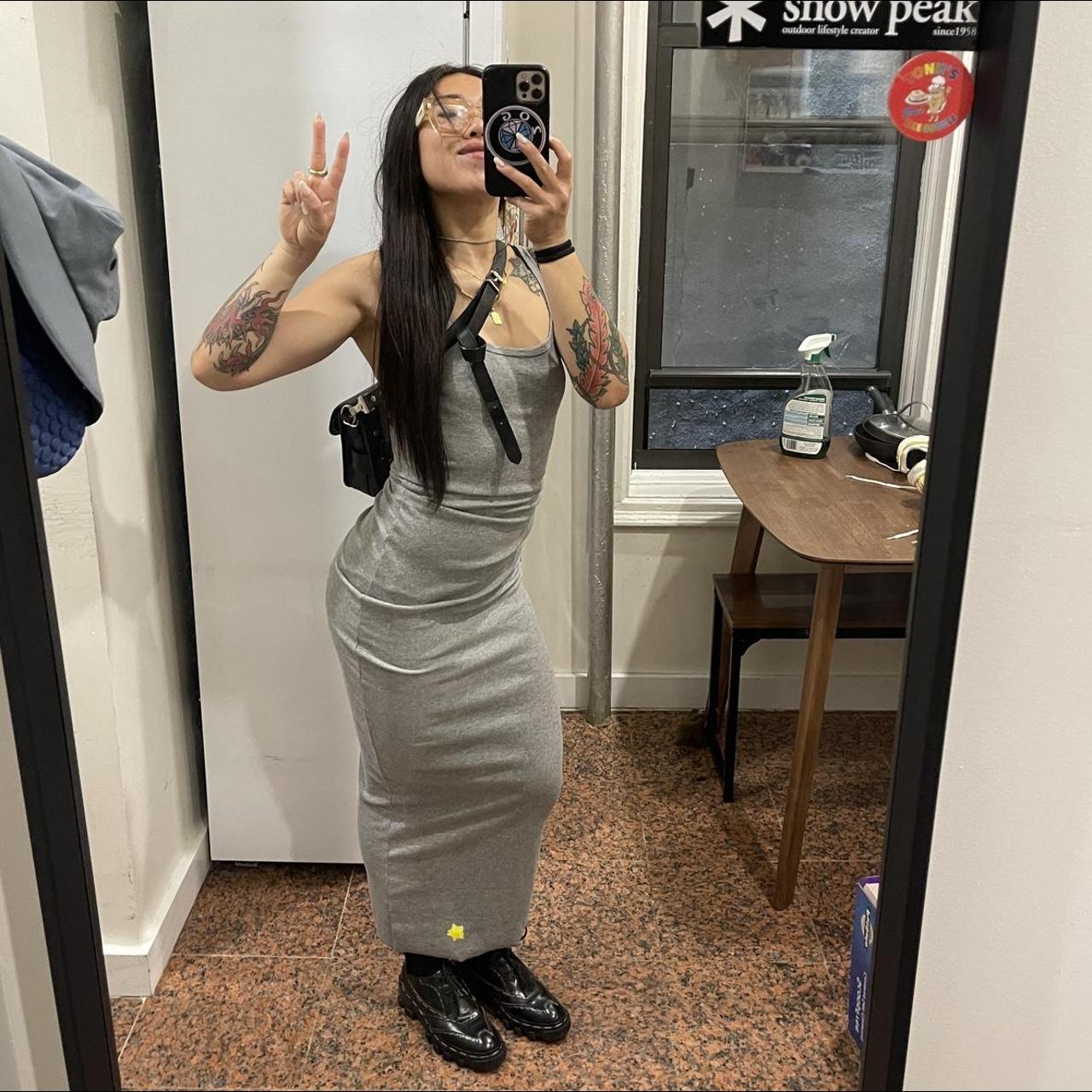 Eterne Tank Bodycon/ Fitted Maxi Dress Heather Grey... - Depop