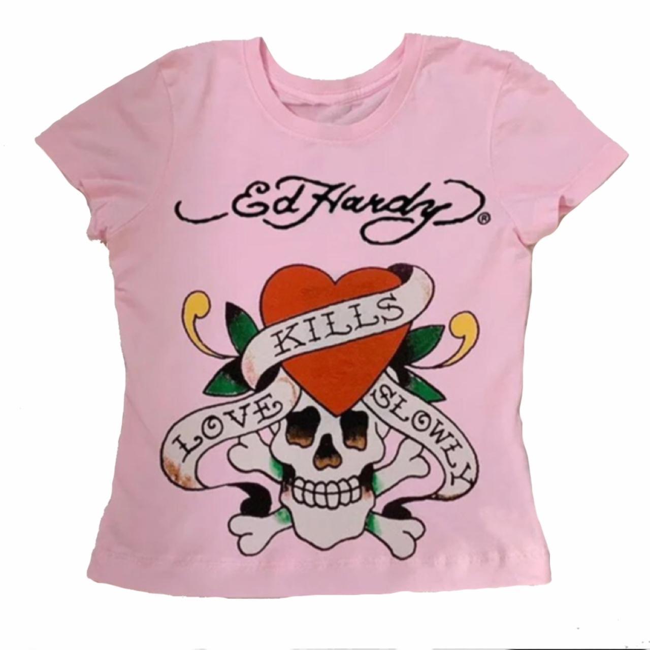 Pink Ed Hardy Crop Top Brand New Mall Goth Depop