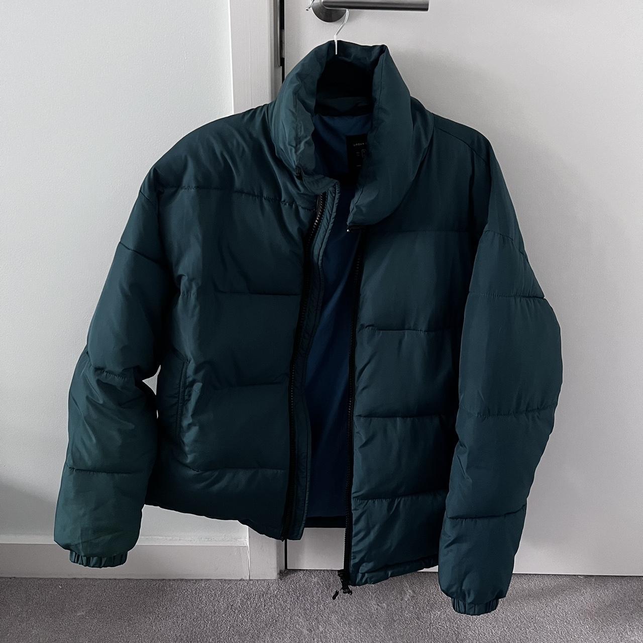 Green/Teal Urban Outfitters Puffer Jacket Size:... - Depop