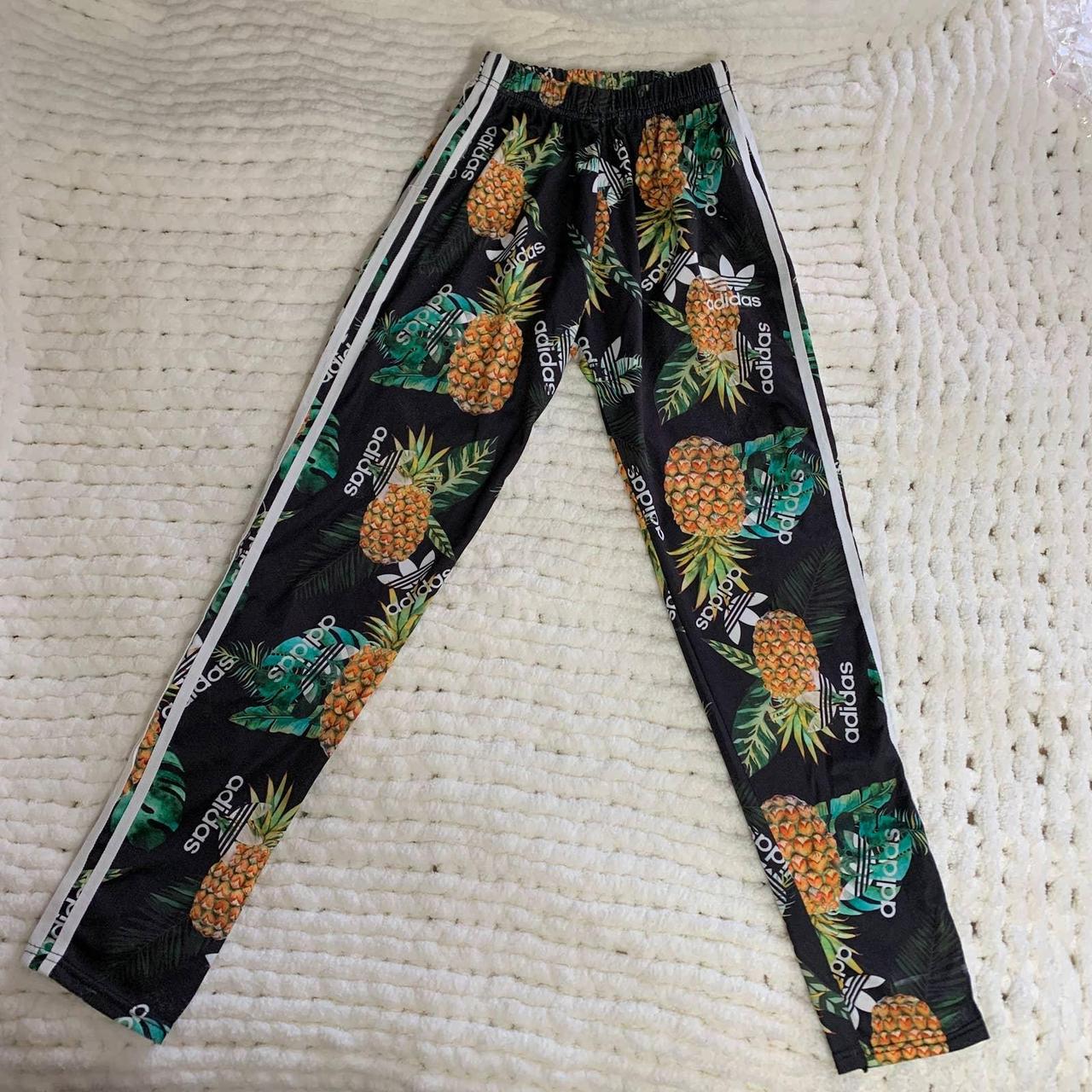 ADIDAS pineapple print side stripe joggers leggings... - Depop