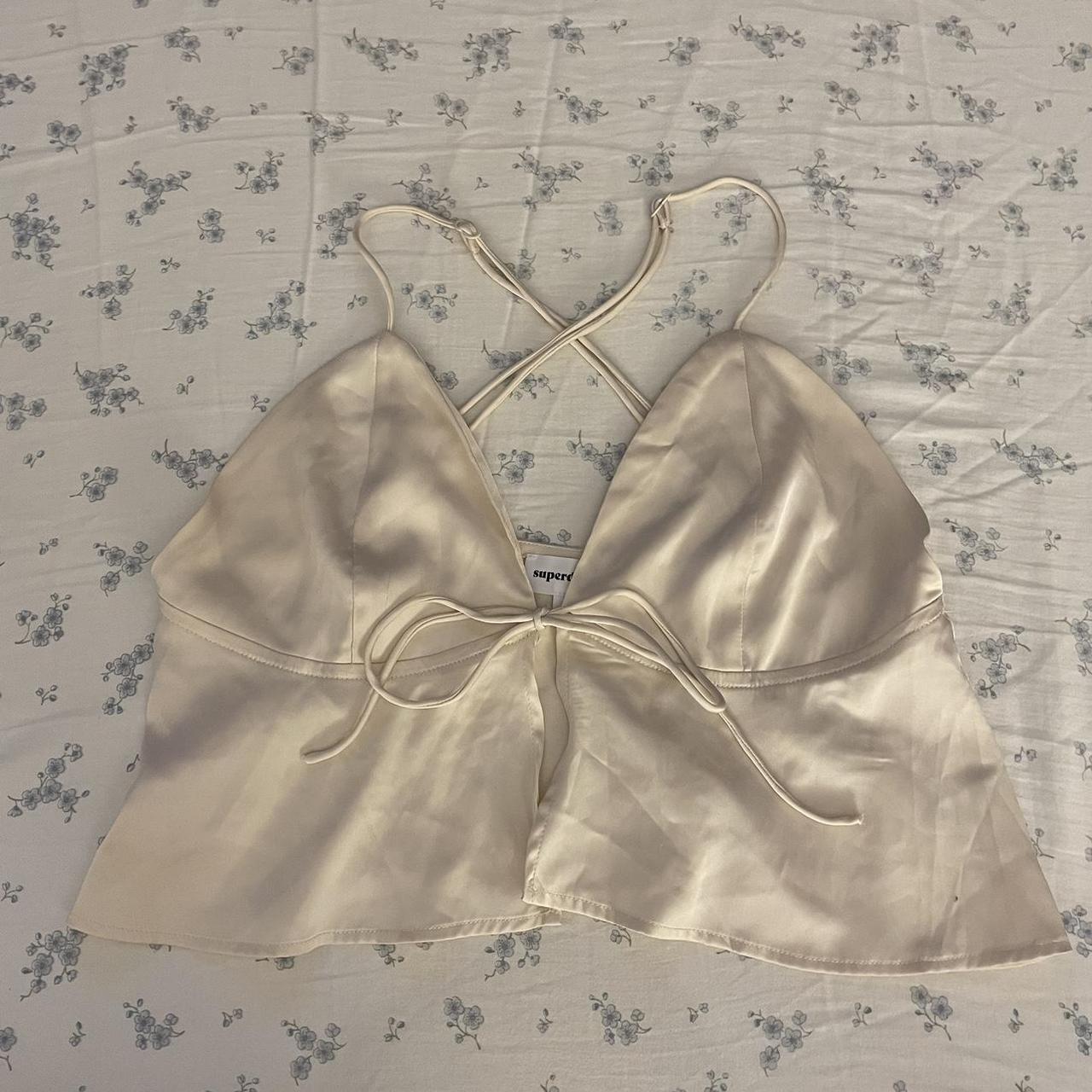 Superdown Women's Cream Crop-top | Depop