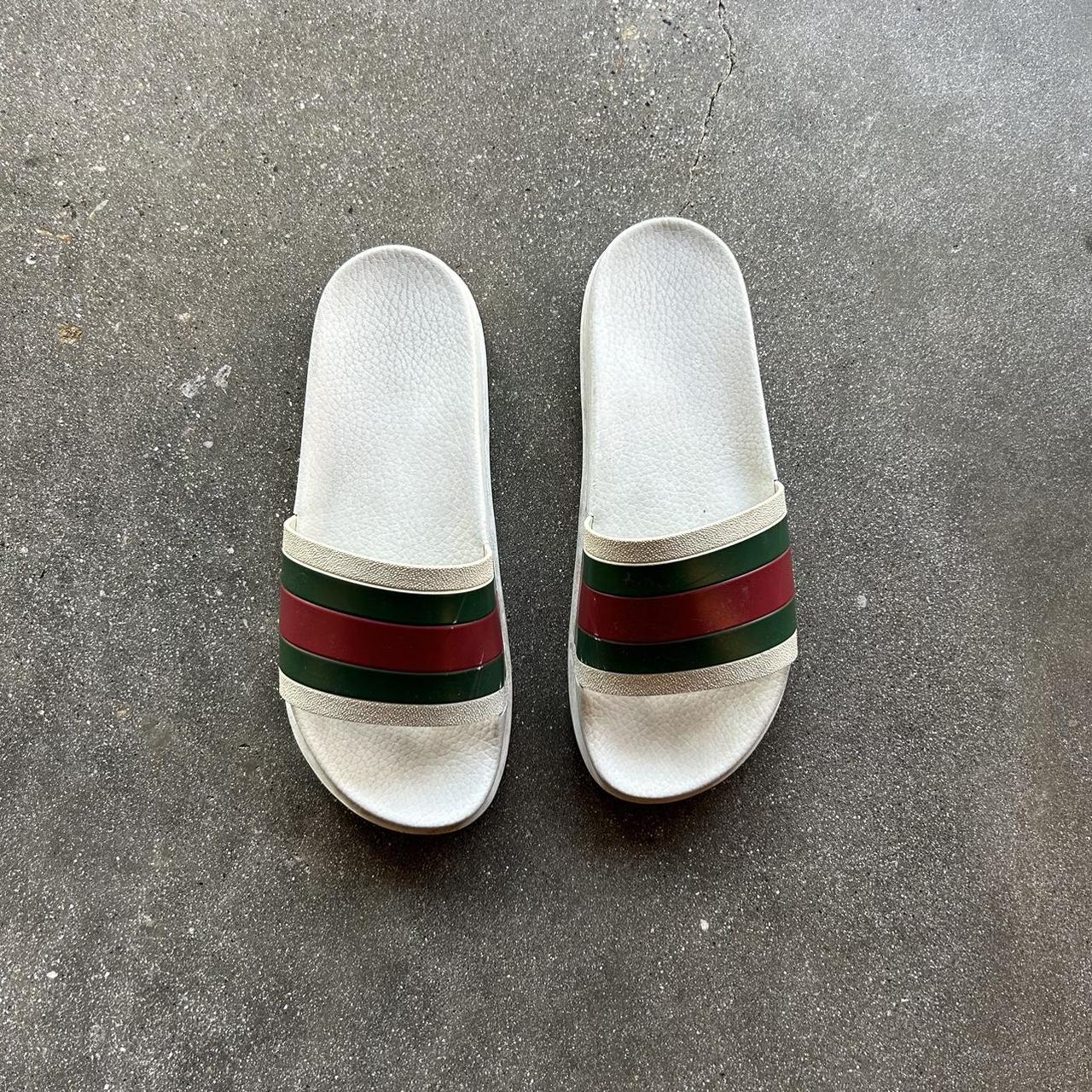 Gucci ‘Web Slide Sandal’ Slides Size 10, 100%... - Depop