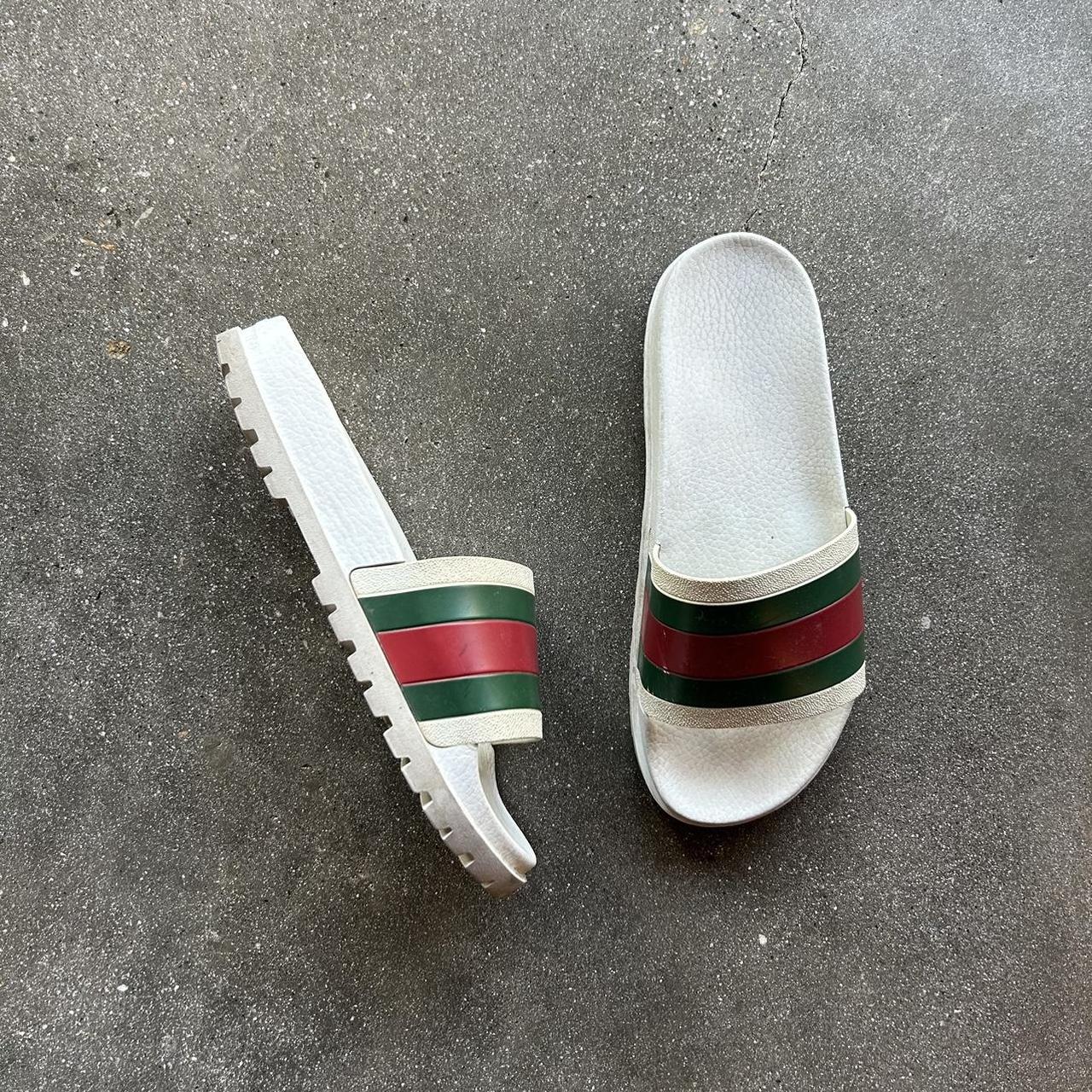 Gucci ‘Web Slide Sandal’ Slides Size 10, 100%... - Depop