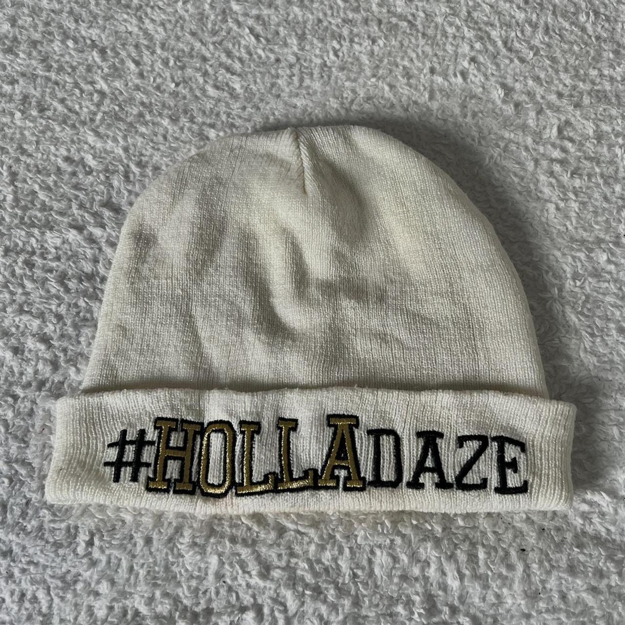 White #holladaze beanie #beanie #white #stlye - Depop