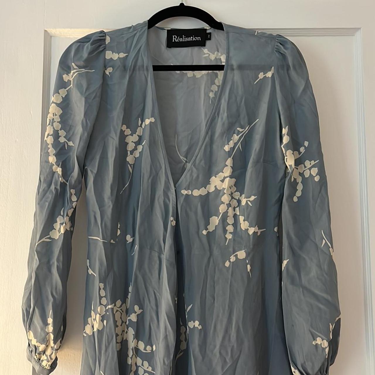 Realisation Par Violette Wrap Dress, Blue Floral... - Depop