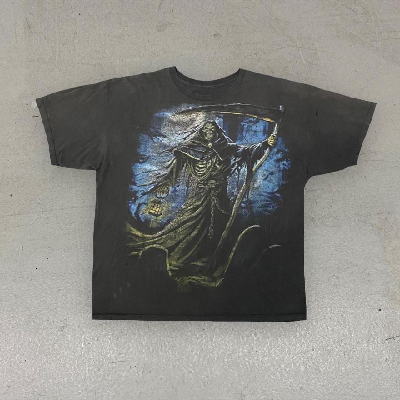 Thrashed Vintage Y2K 2000s Skeleton Grim Reaper... - Depop