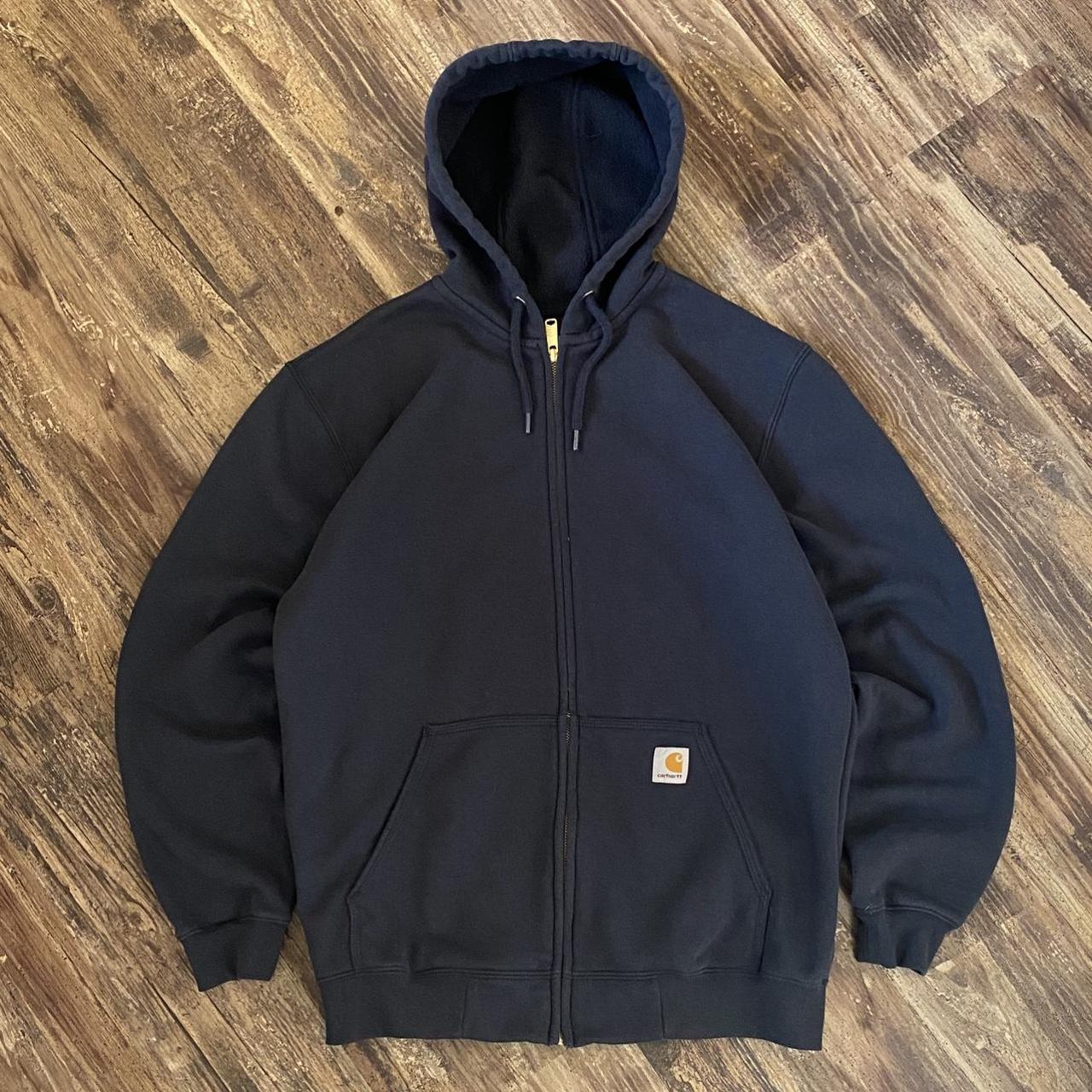 Modern Carhartt Zip Up Faded Navy Hoodie Loose... - Depop