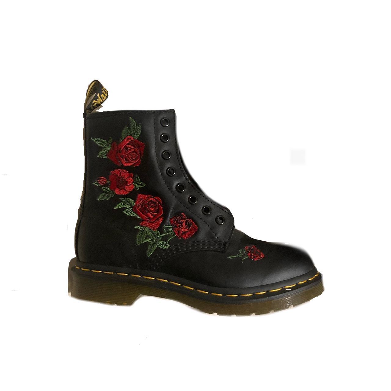 ROSE DOC MARTENS embroidered doc martens, never worn! - Depop