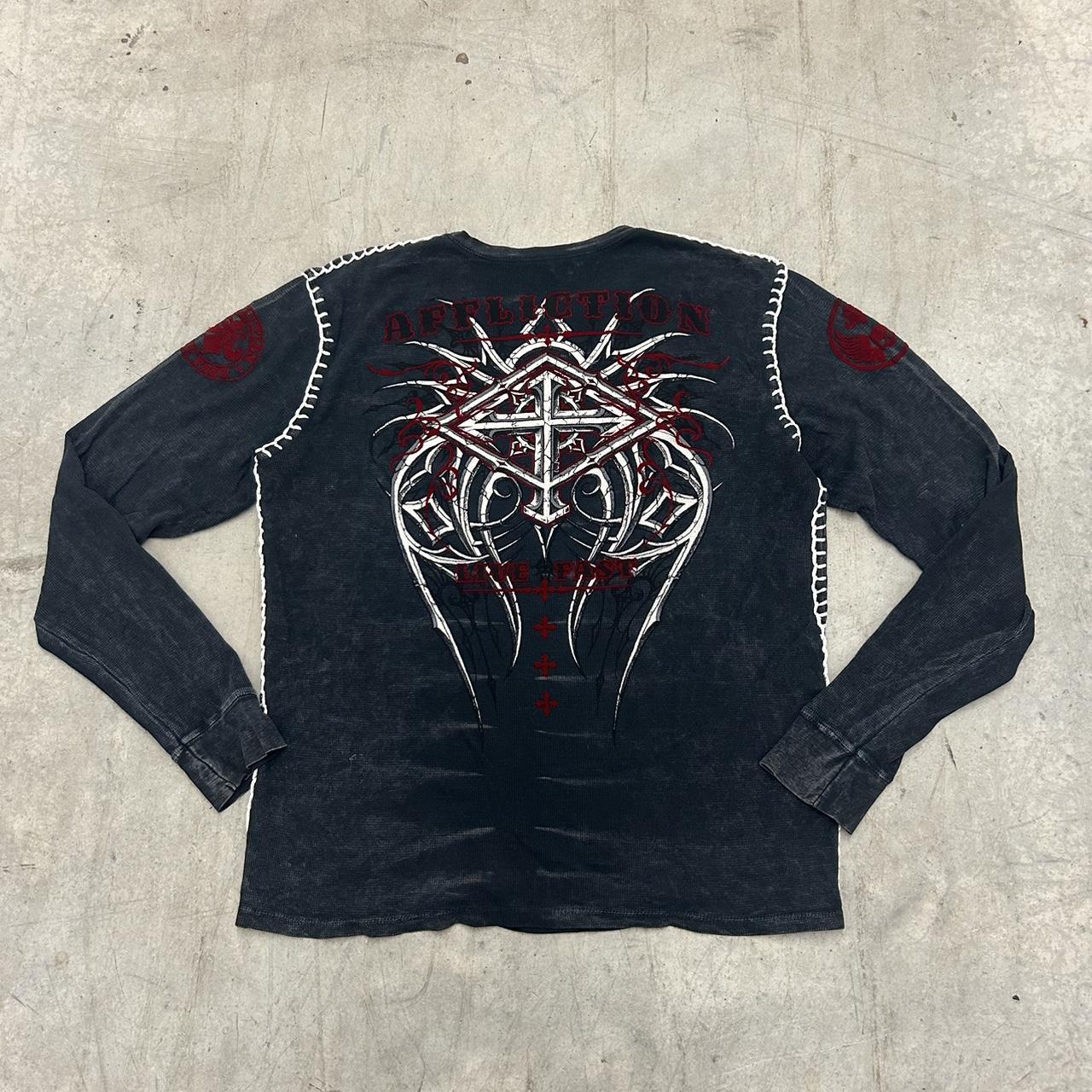 Y2K Faded Cross Goth “Live Fast” Affliction Long... - Depop
