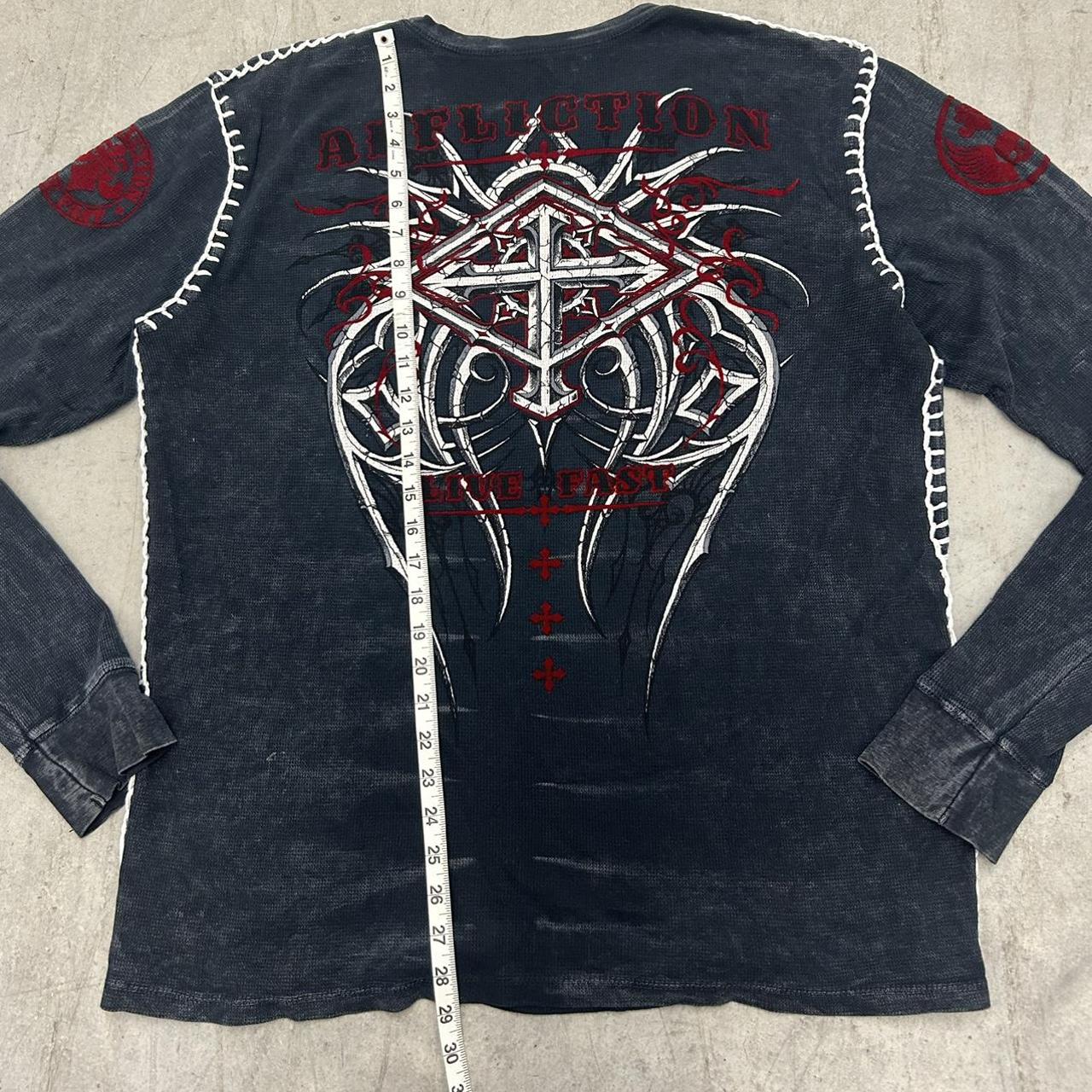 Y2K Faded Cross Goth “Live Fast” Affliction Long... - Depop