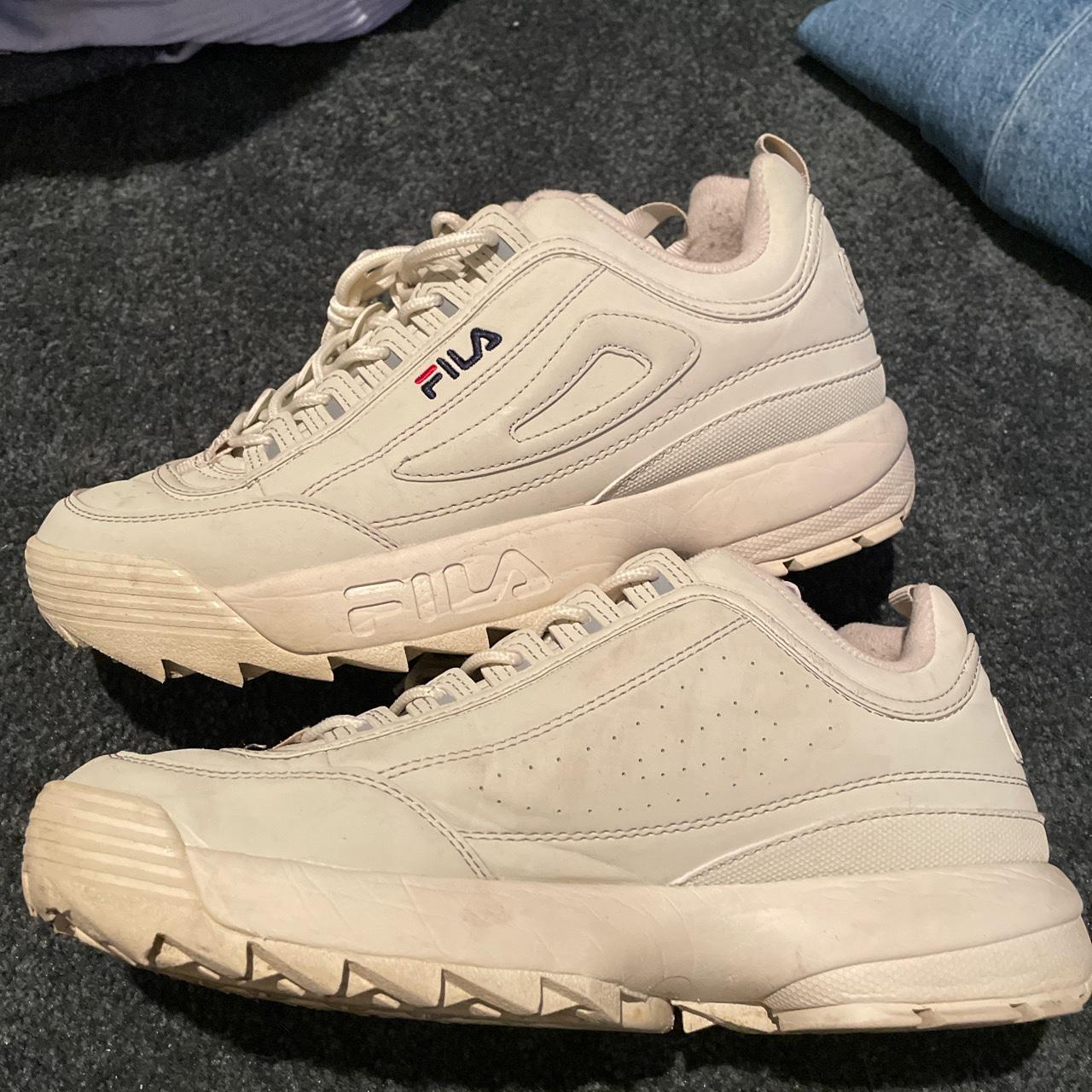 Cream Fila disrupters U.s size 10 Worn #fila... - Depop