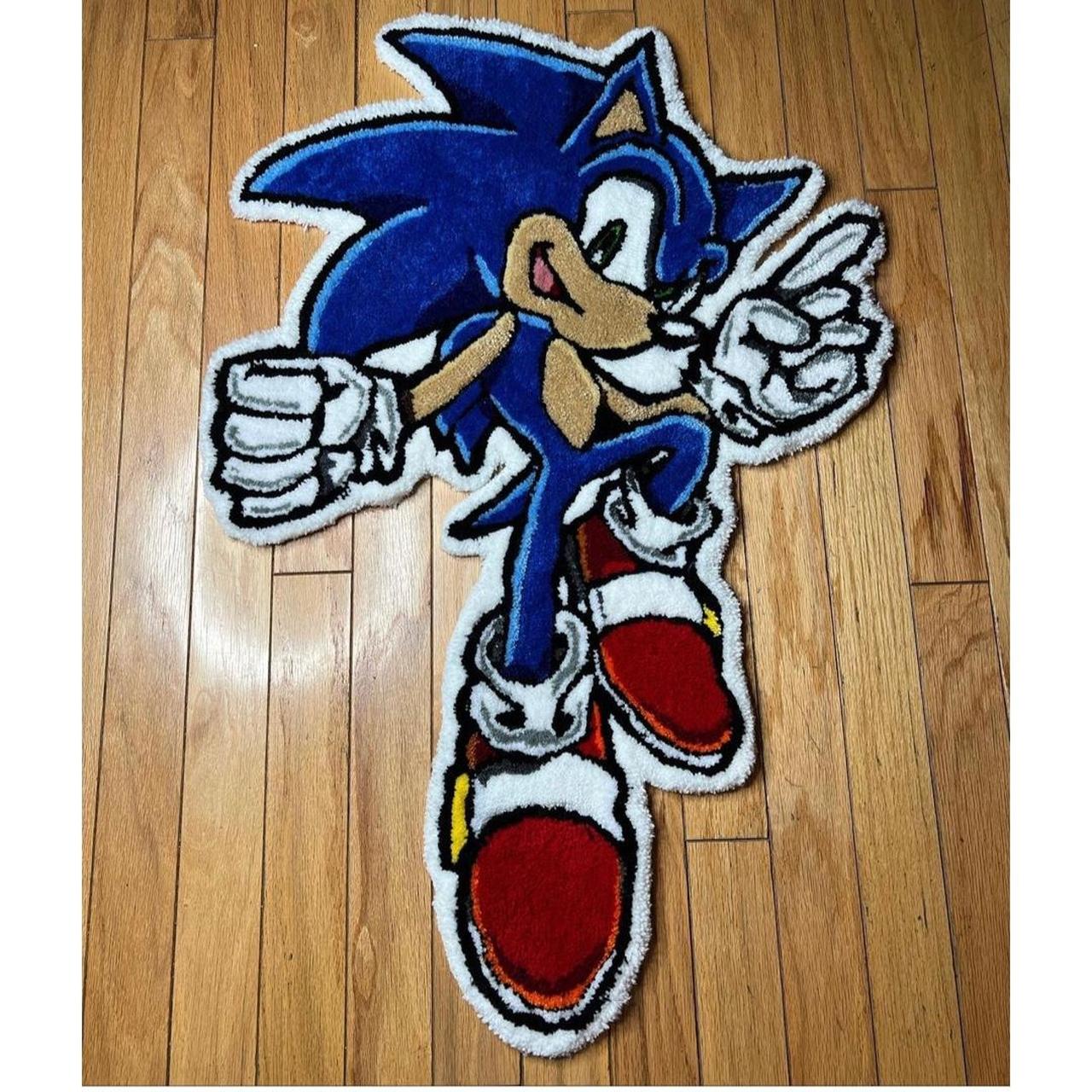 Sonic hand tufted rug made by me! All acrylic yarn 3... - Depop