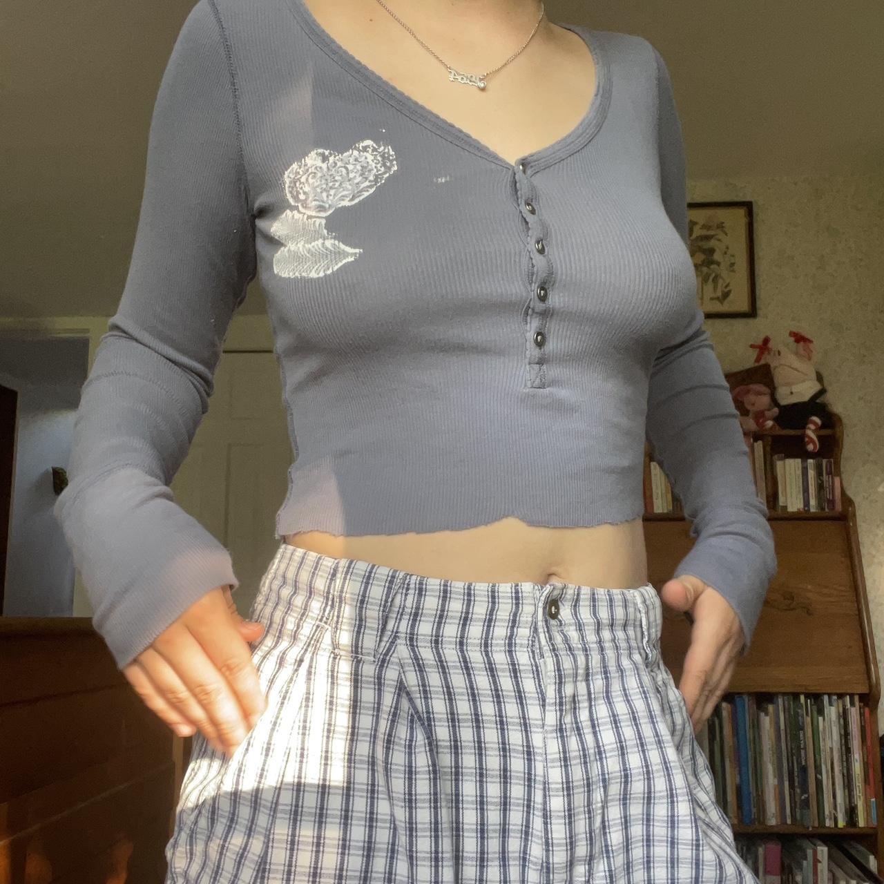 Hand printed Abercrombie quarter button shirt... - Depop