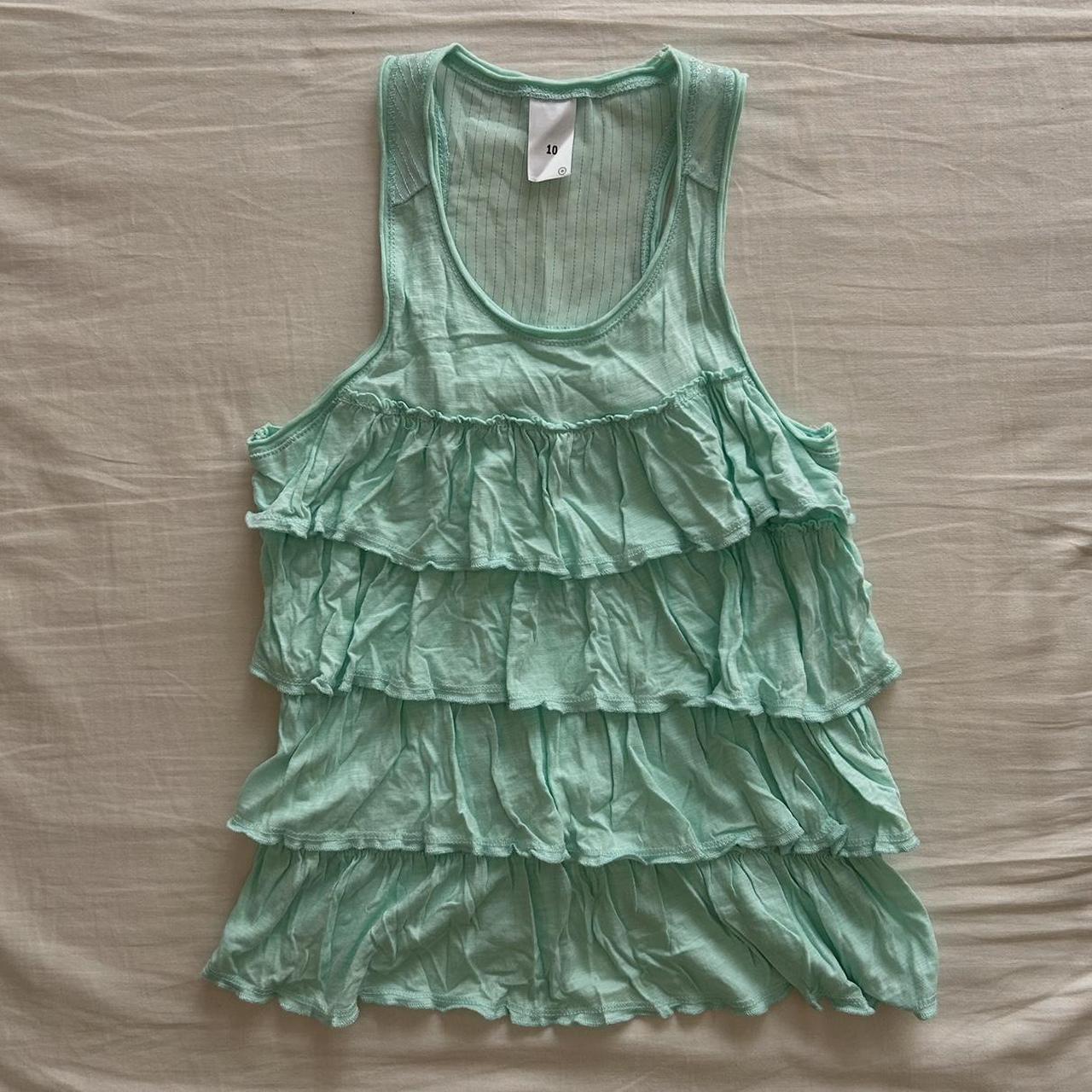 mint green tiered jellyfish top w sequin back ! *... | Depop