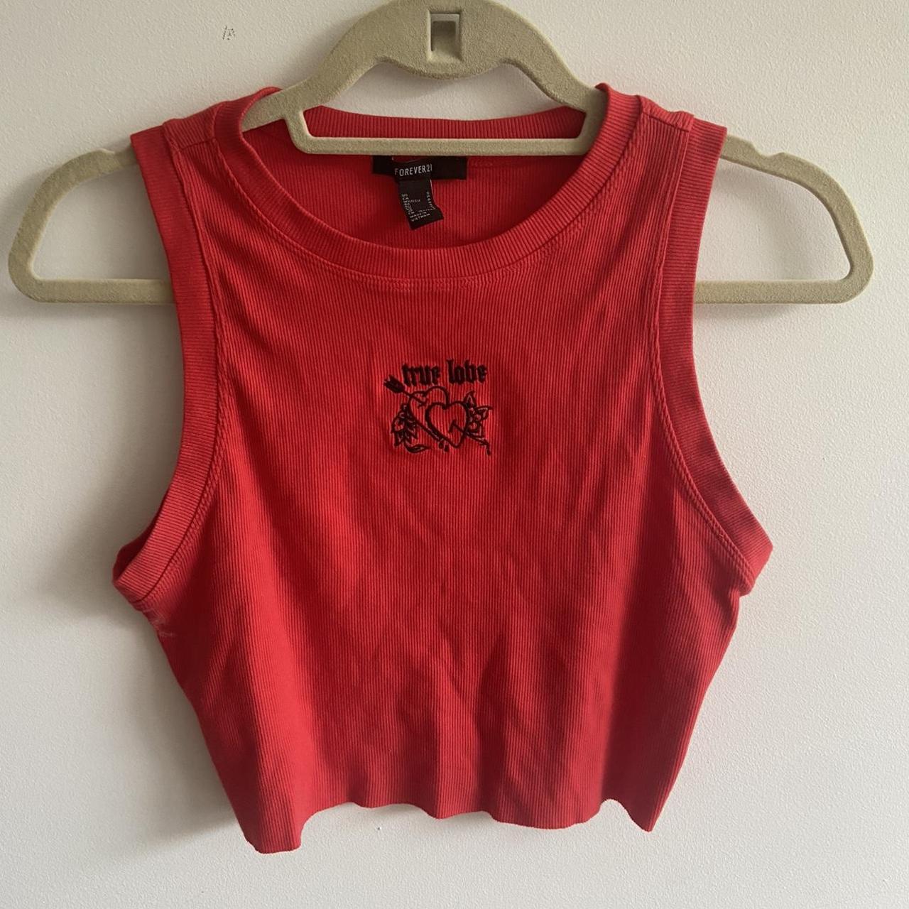 Red cropped tank top Size small FREE... - Depop