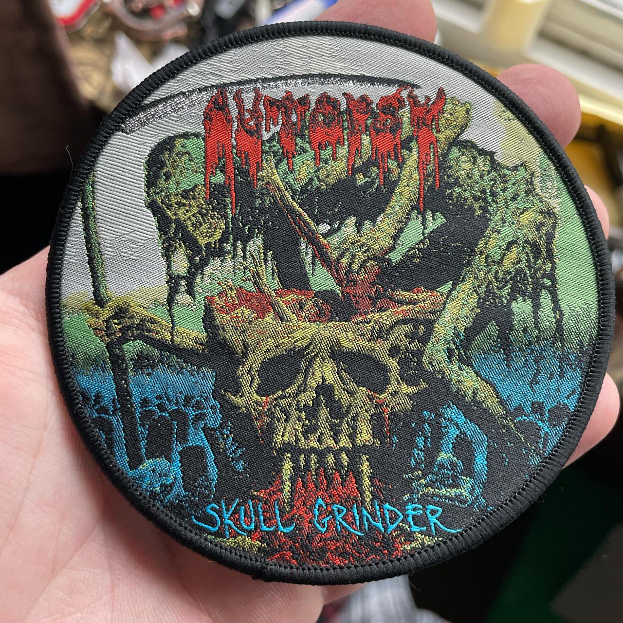 Woven Autopsy Skull Grinder patch. Hard to see in... | Depop