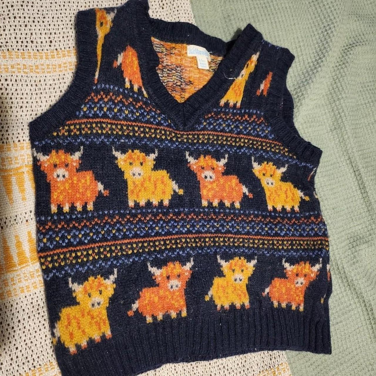 Gorgeous Jojo Maman Bebe sweater vest in cow print.... - Depop