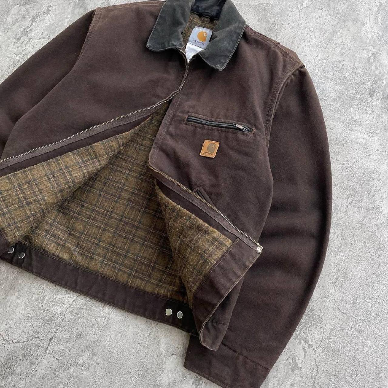 Vintage Carhartt Detroit Jacket J97 DKB Dark Brown -... - Depop