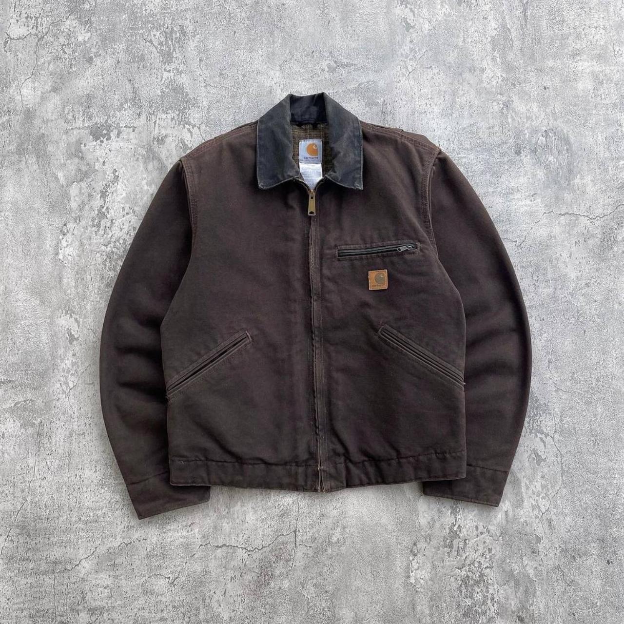 Vintage Carhartt Detroit Jacket J97 DKB Dark Brown -... - Depop
