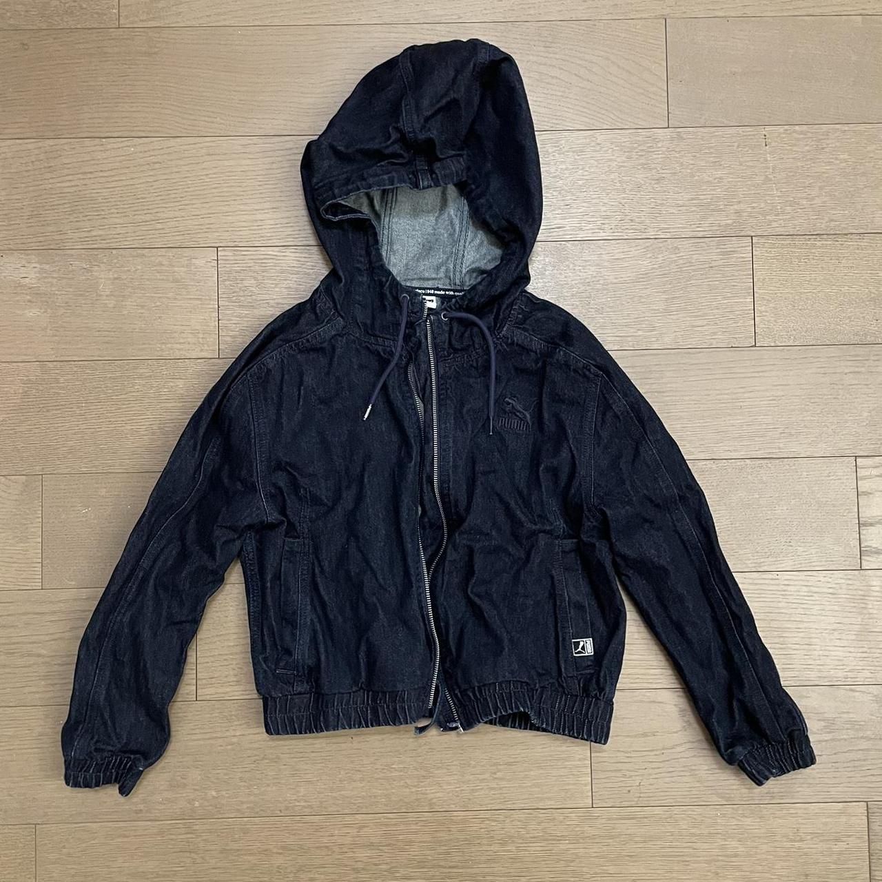 Puma denim jacket with hood #denimjacket - Depop