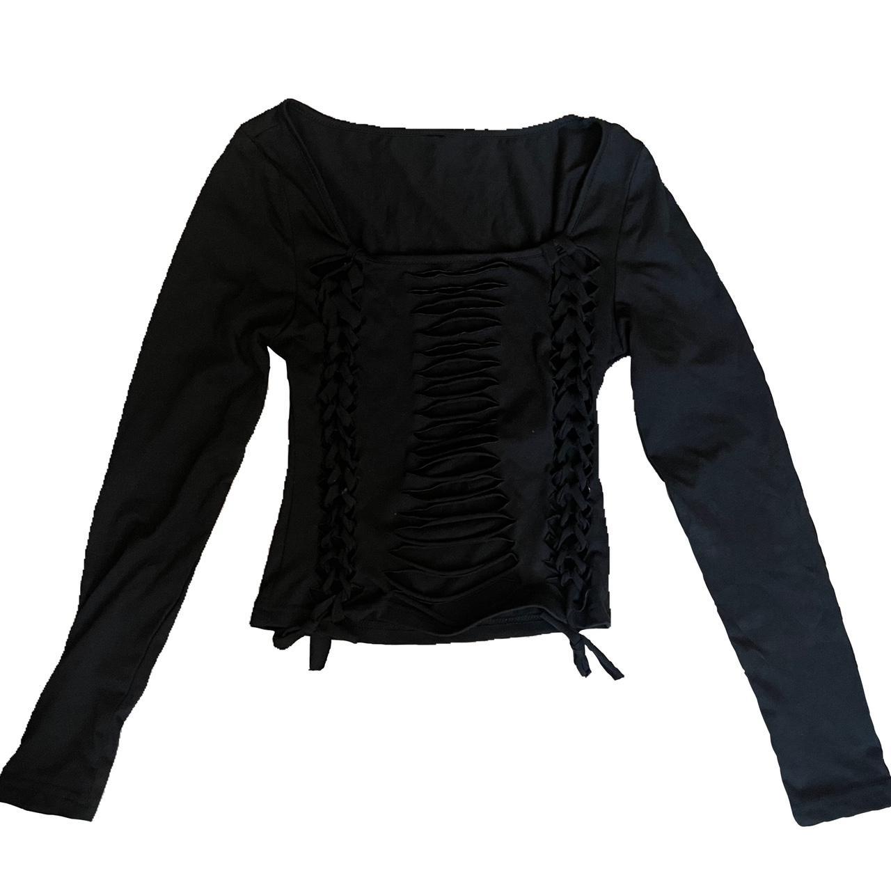 BLACK CUTOUT TOP🧚🏾 a cute revealing top with rips and... - Depop