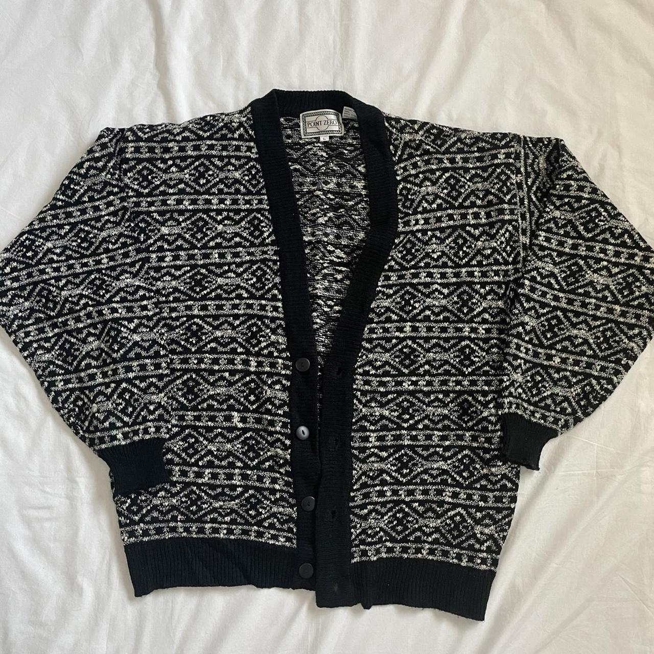 Black and white striped button up cardigan!💫 in good... - Depop