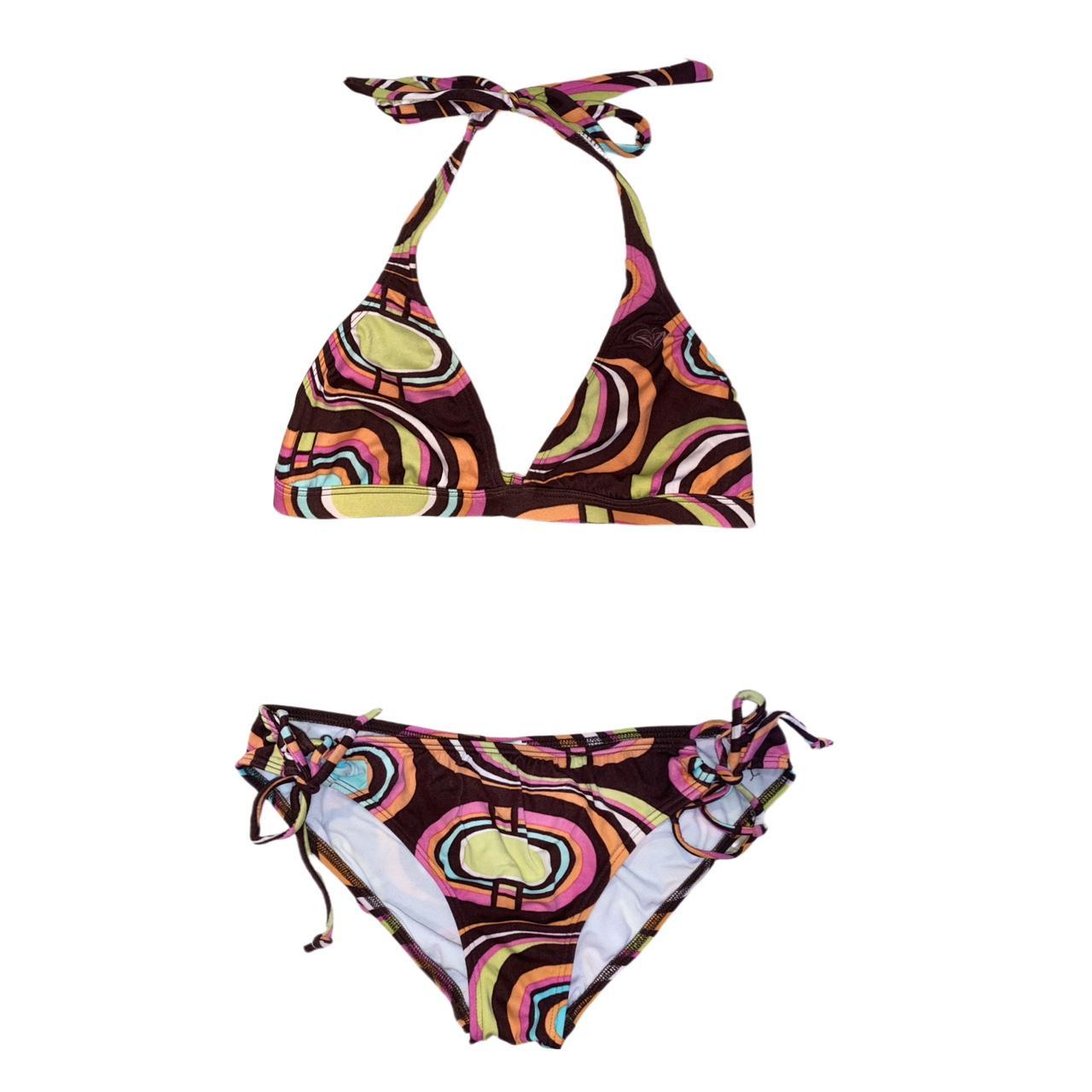ROXY Colorful Design Bikini Early 2000’s! So cute,... - Depop
