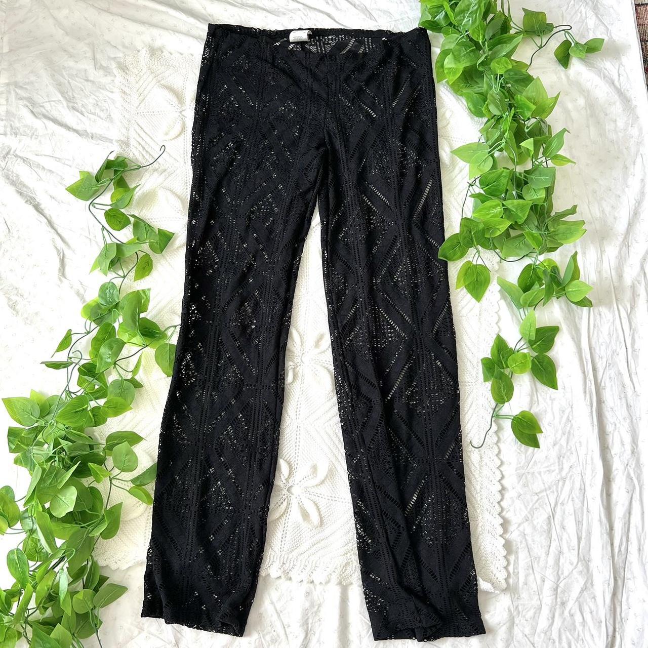 Super cute black mesh pants from Laundry By Shelli... - Depop