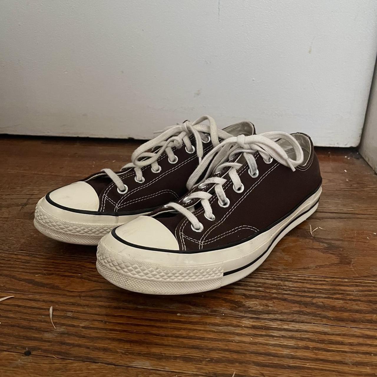 Converse Men's Brown and Cream Trainers | Depop