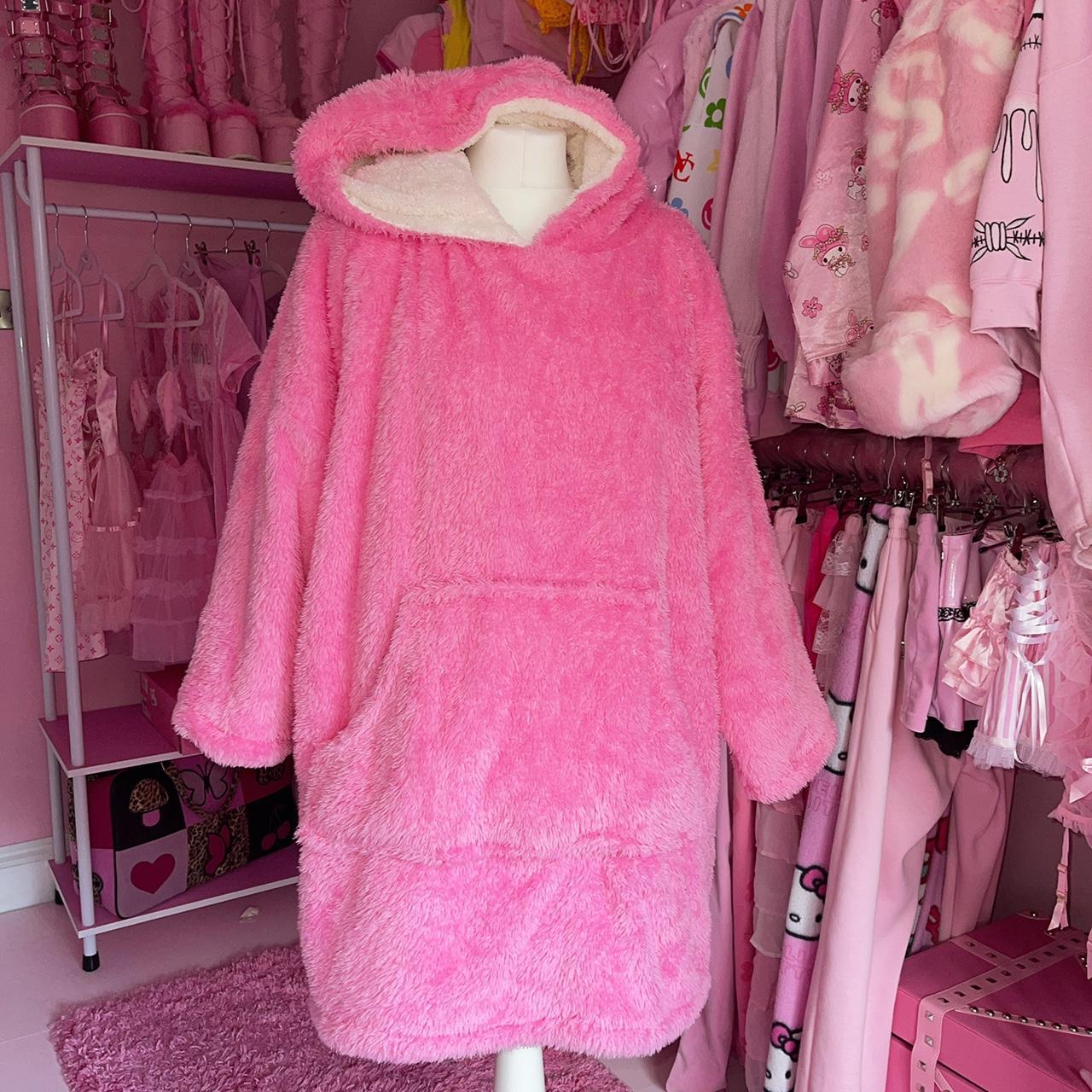 Pink fluffy snuggle hoodie One size Super comfy... - Depop