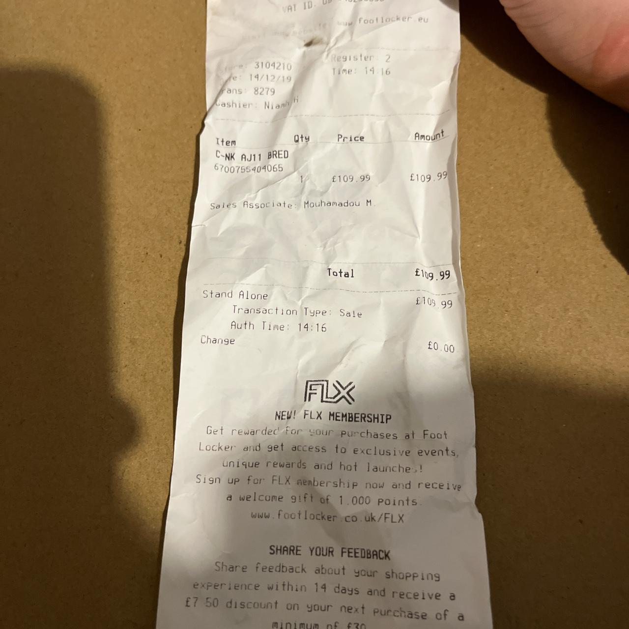 Receipt for Jordan 11 - Depop