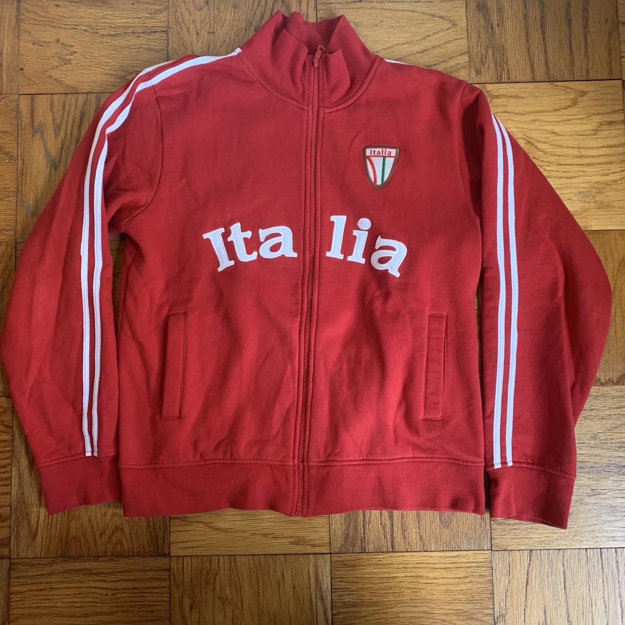 Italia Zip Up fleece red track jacket from italy.... - Depop