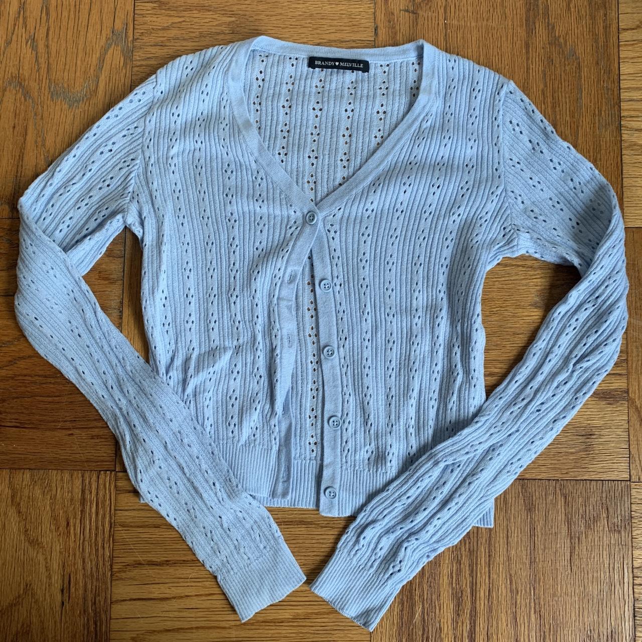 Brand Melville Baby Blue Cardigan light blue... - Depop