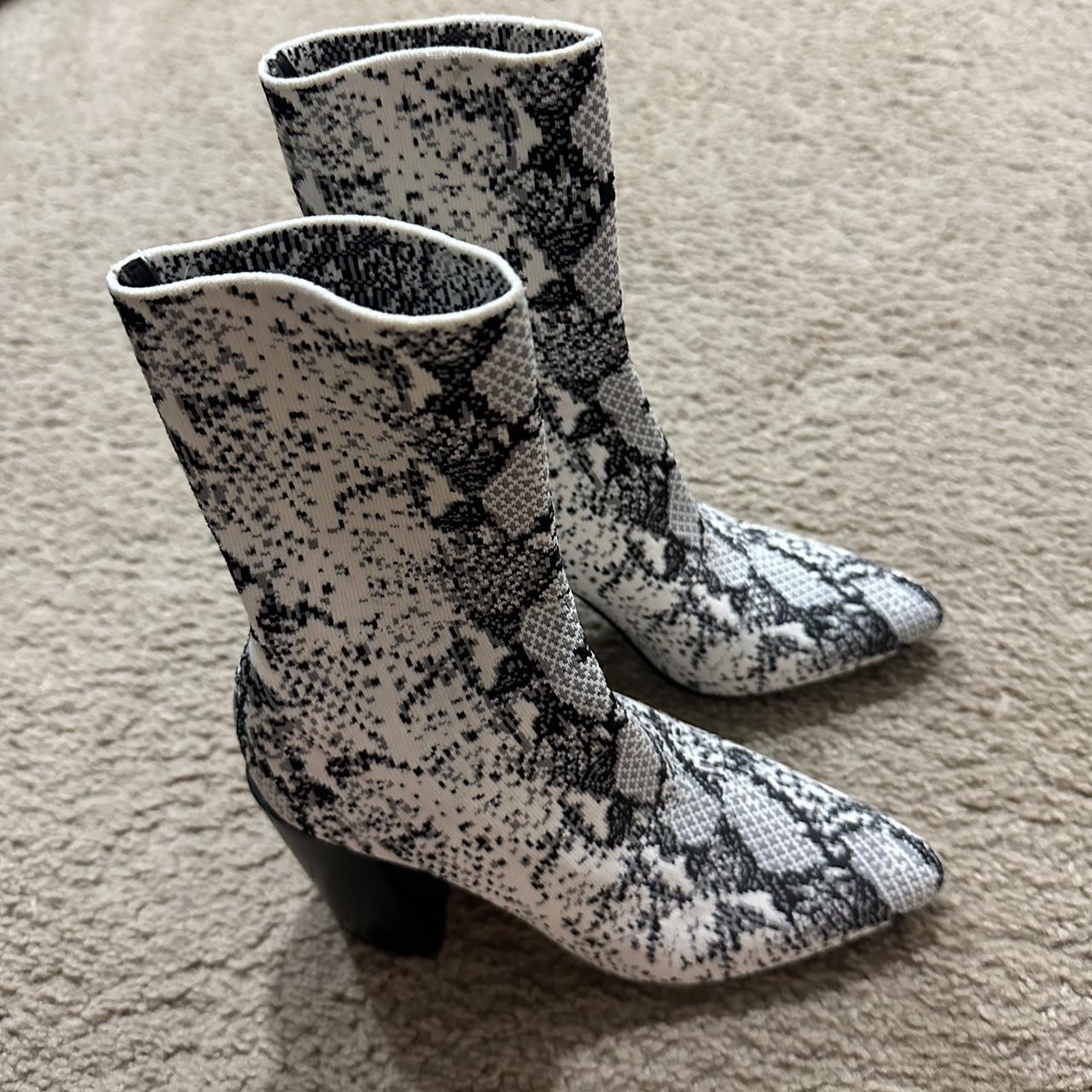 Steve Madden snake skin print sock boots! Pointed... - Depop