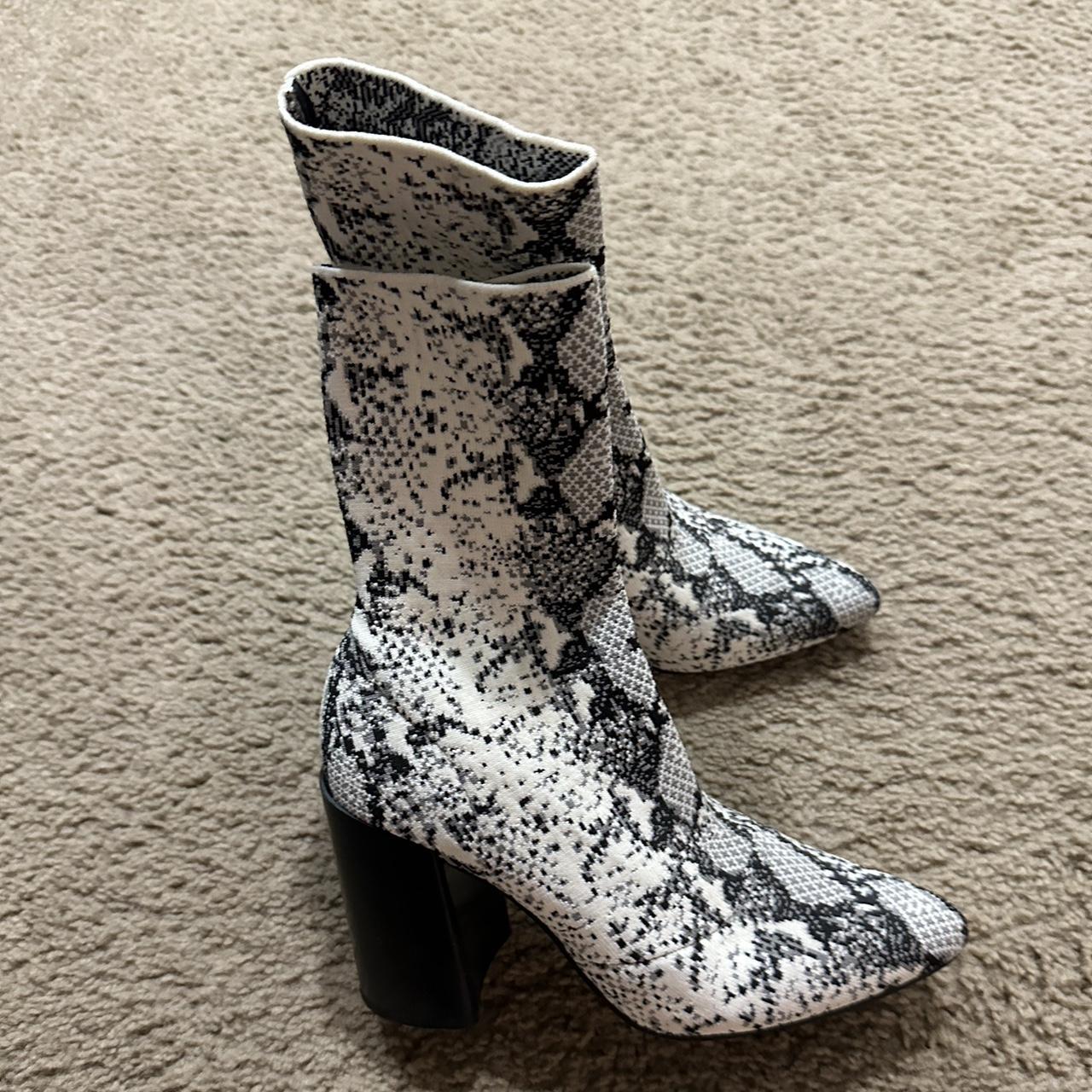 Steve Madden snake skin print sock boots! Pointed... - Depop