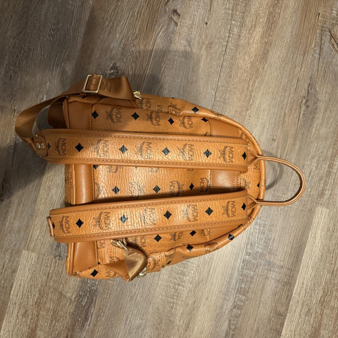 Tan and brown MCM mini backpack | Depop