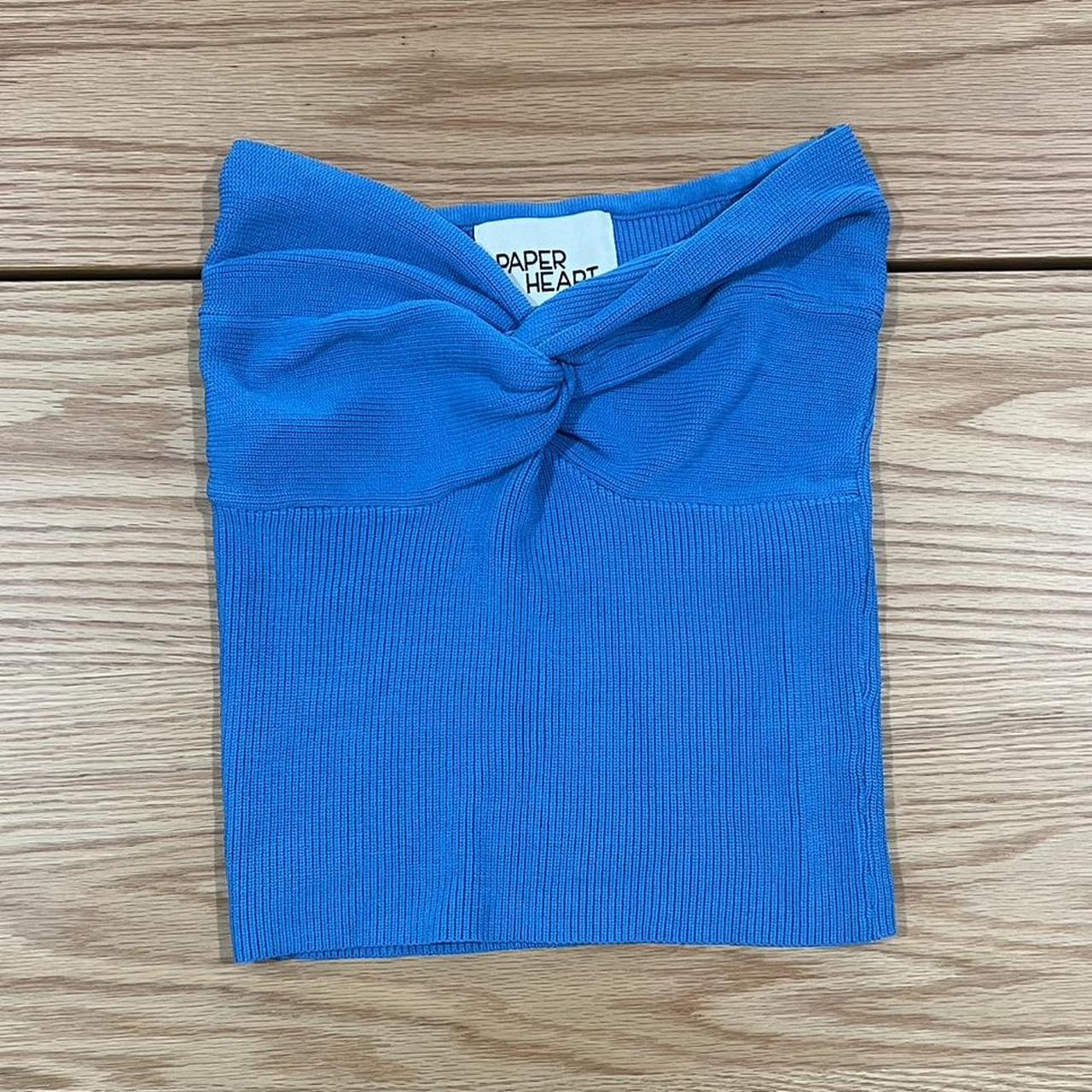 Paper Heart Blue Strapless Knot Top Bandeau 🎀🎀🎀 -... - Depop