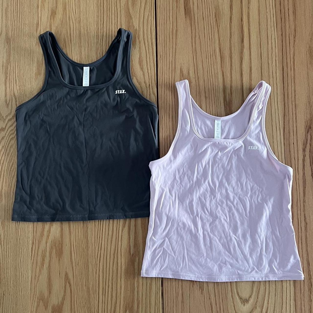 STAX Activewear Tank Bundle Dark grey and baby pink... - Depop
