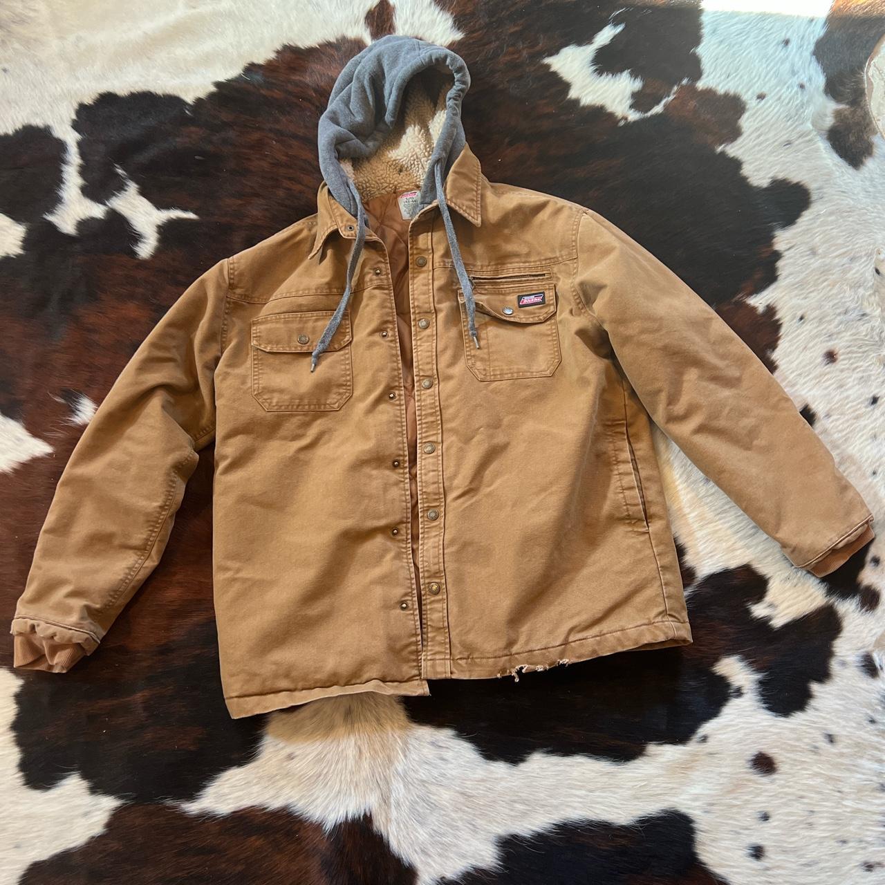 Dickies Brown Hooded Jacket It Has A Couple Of Depop