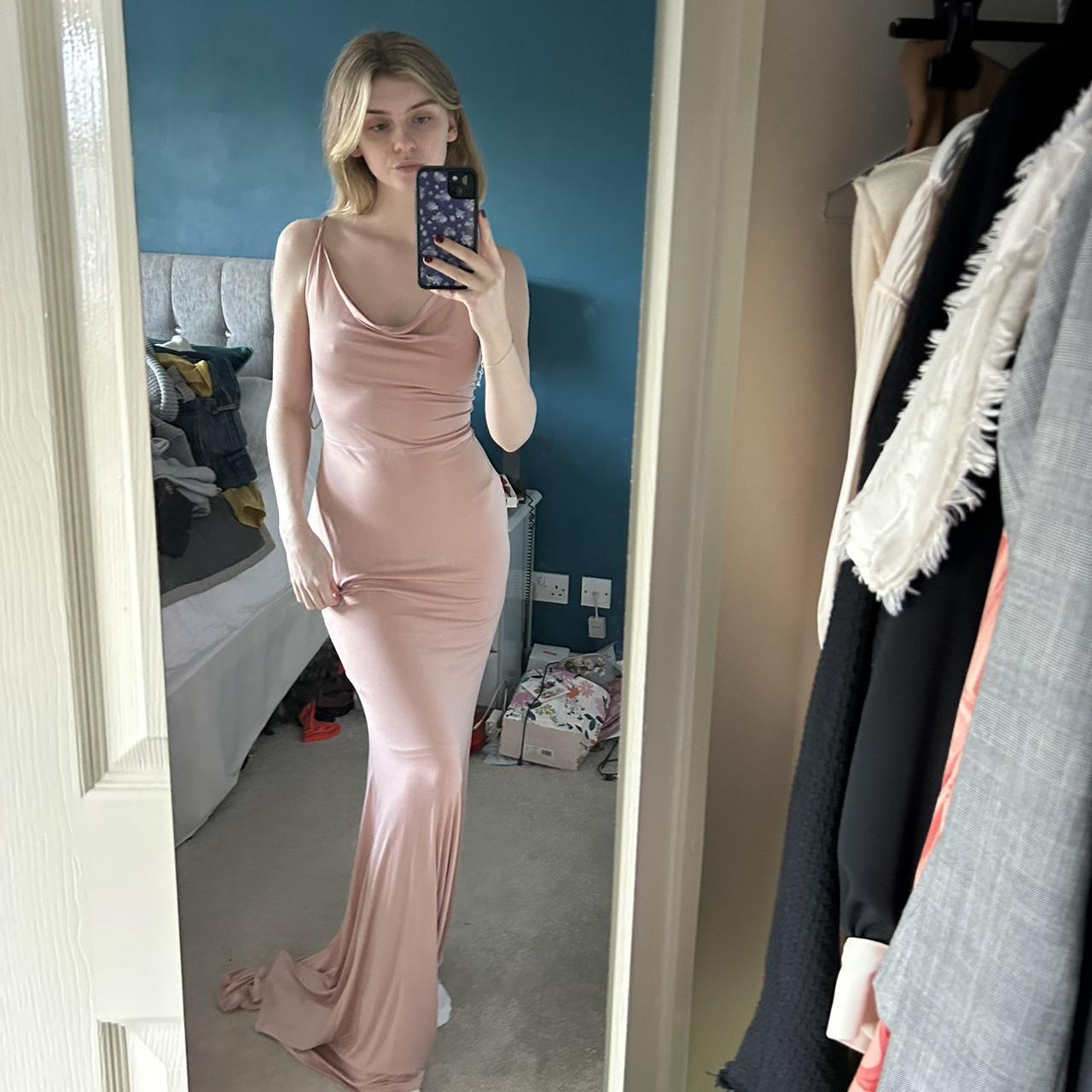 lipsy blush prom dress perfect condition never been... - Depop