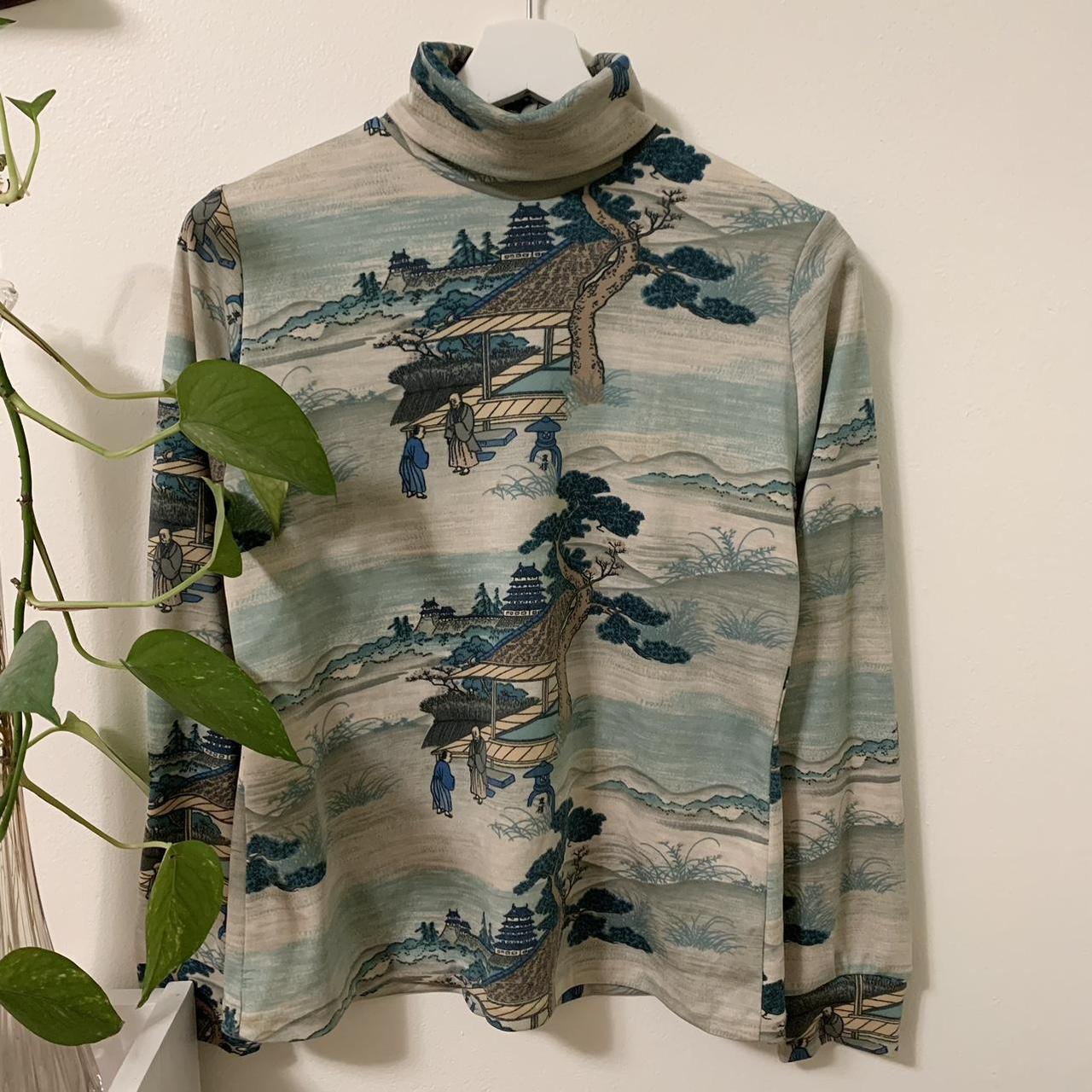 Beautiful vintage Oriental landscape patterned... - Depop