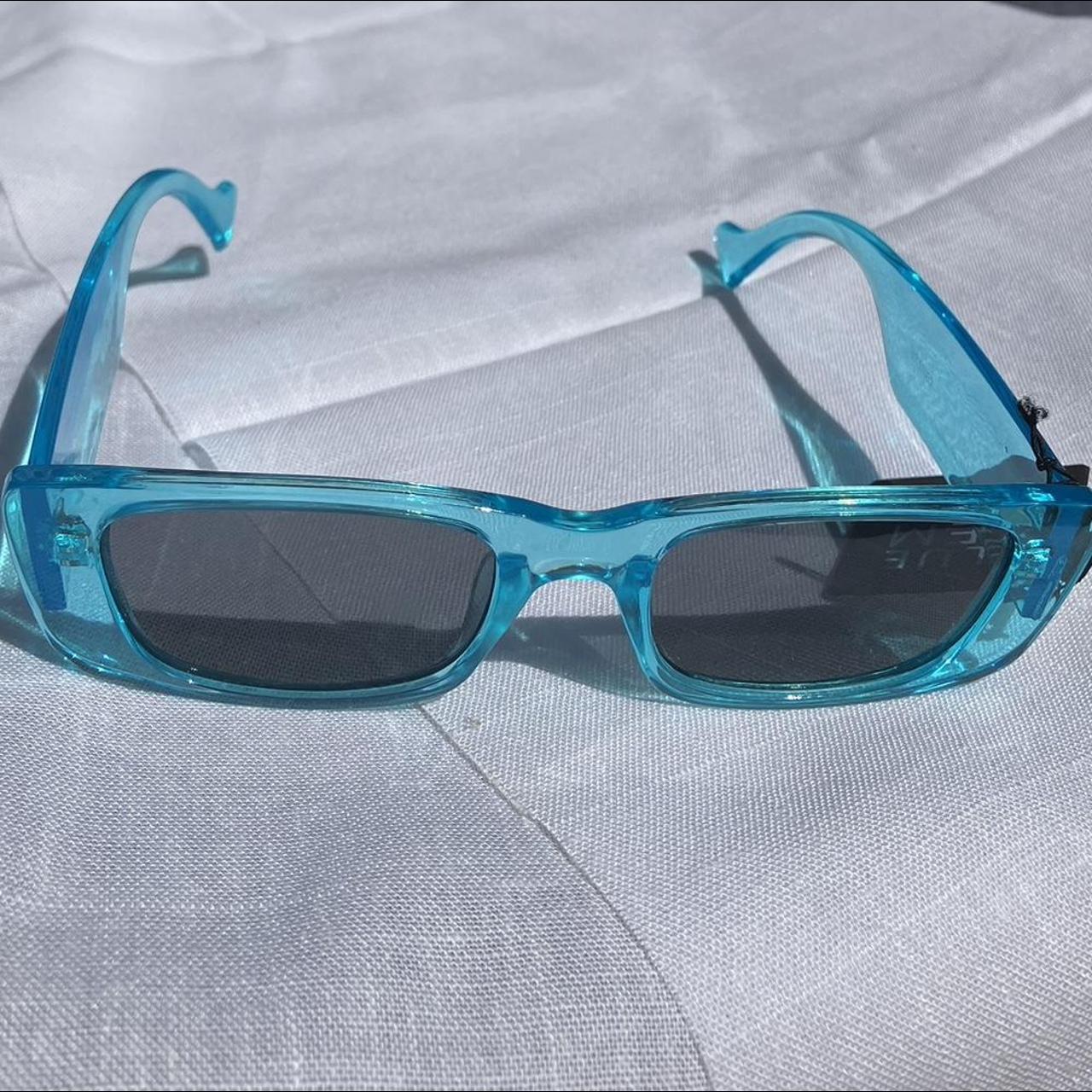 Retro bright blue 90s y2k mini sunglasses Electric... - Depop
