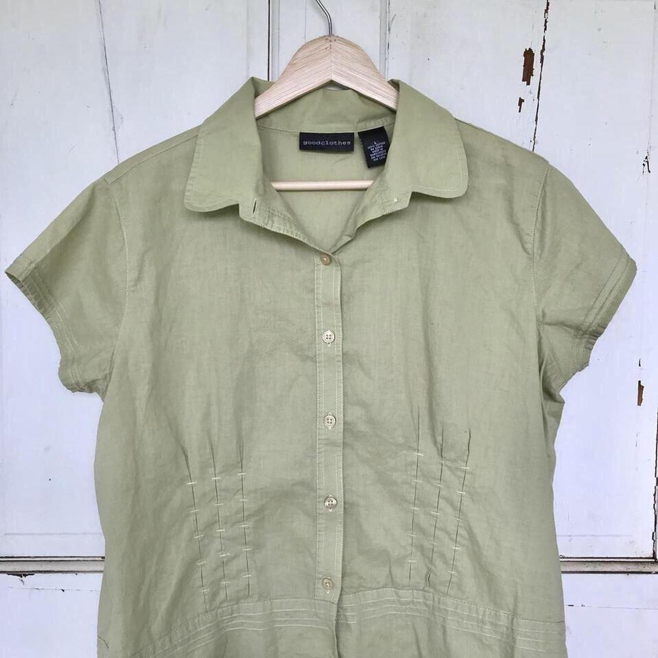 Vintage 90’s green button down top. Size Large.... - Depop