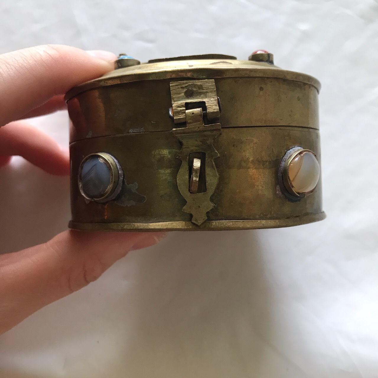 Small brass box with different stones. Very cool... - Depop