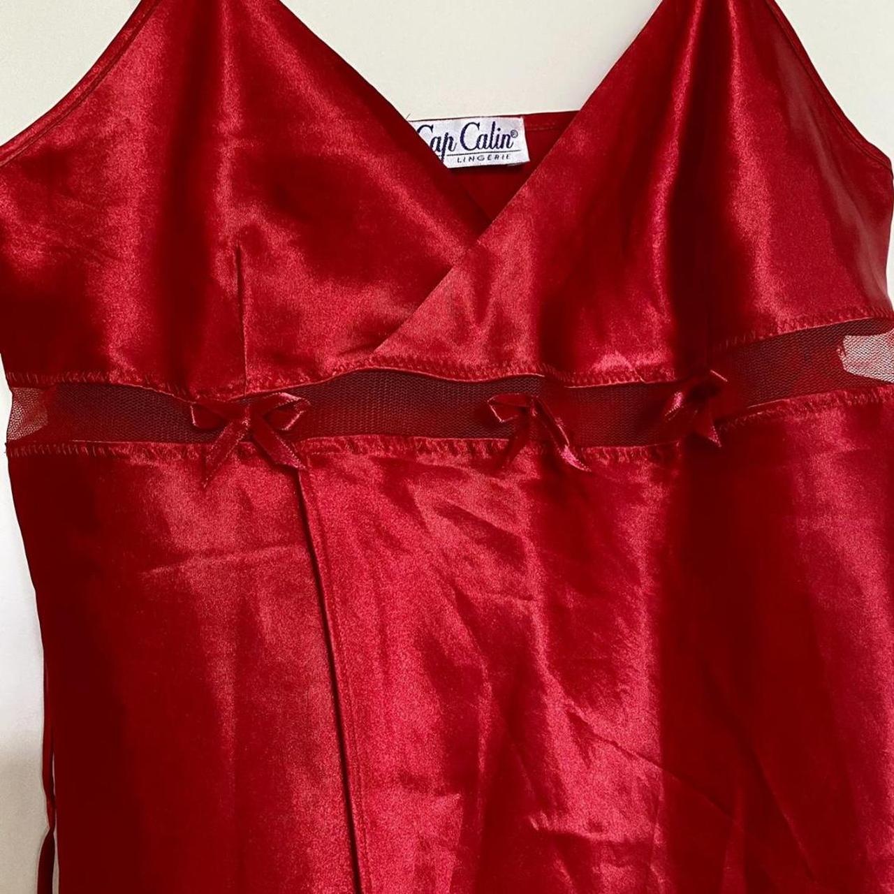 beautiful vibrant red silk/satin nightie style... - Depop