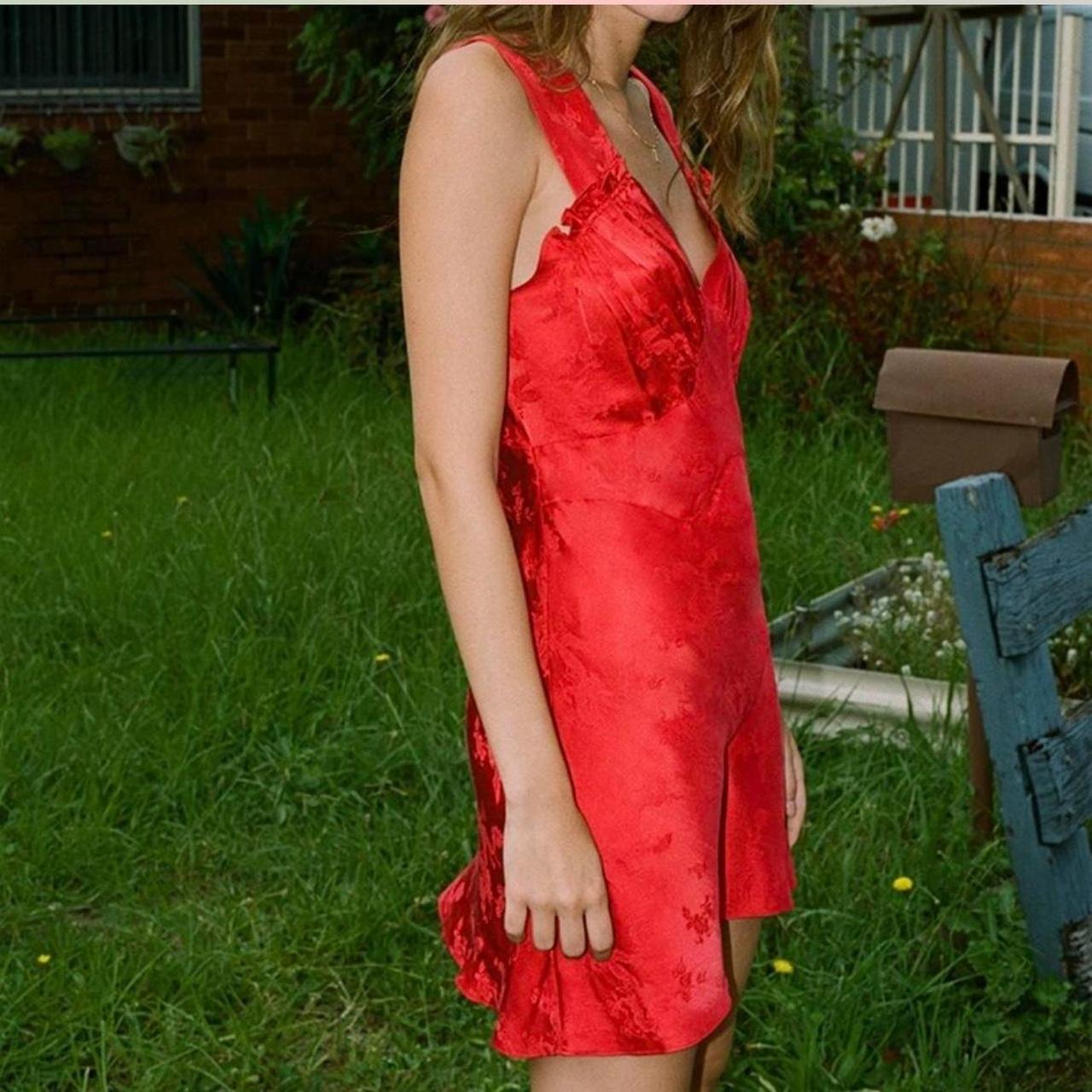 Realisation par Roxy red dragon silk dress size... | Depop