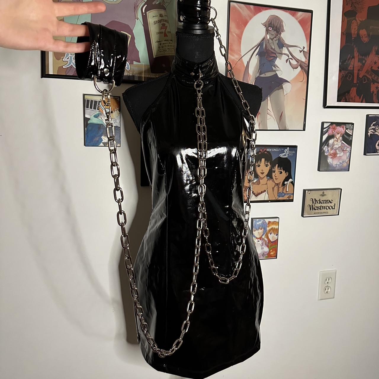 Dollskill widow pvc body con dress with chains and... - Depop