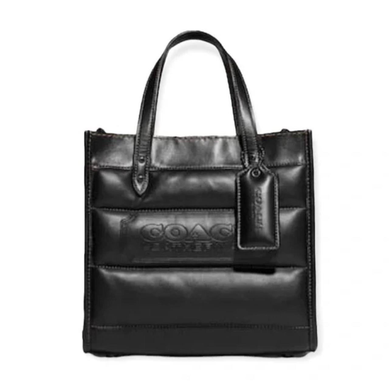 NWT Coach Black Puffy Medium Tote bag Quilted Badge... - Depop